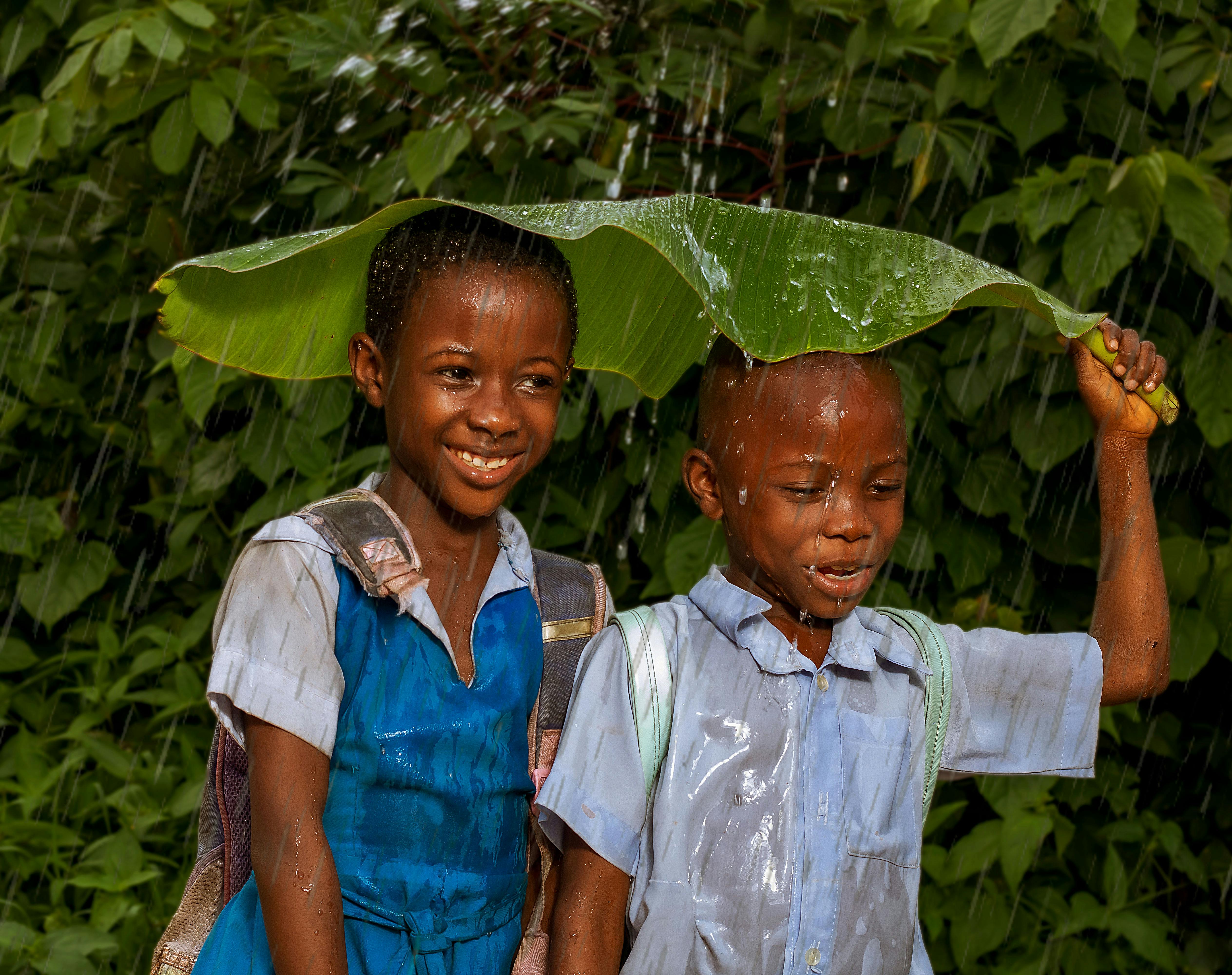Two Kids in Rain · Free Stock Photo