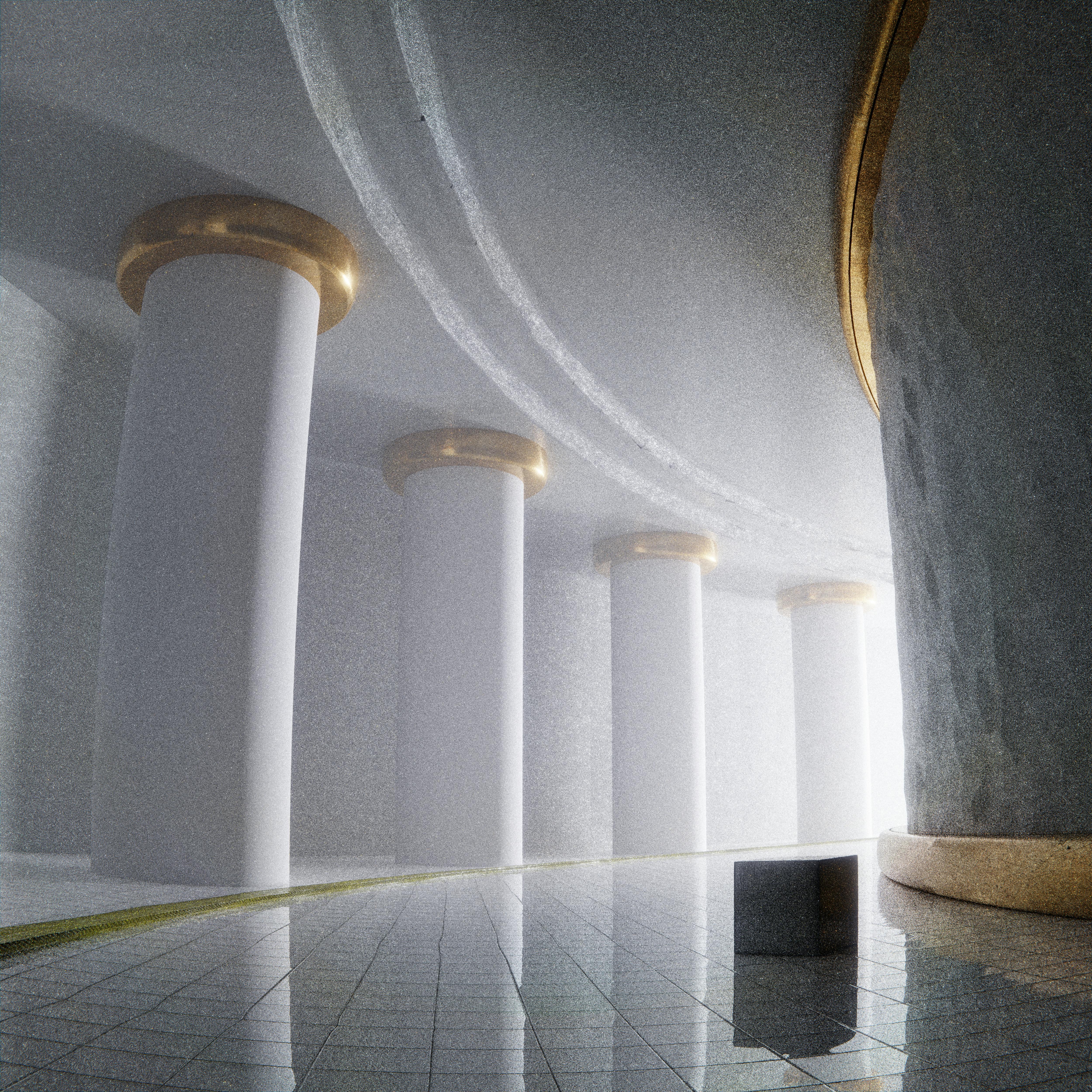 Luxurious Interior with White Walls, Columns and Golden Details · Free ...