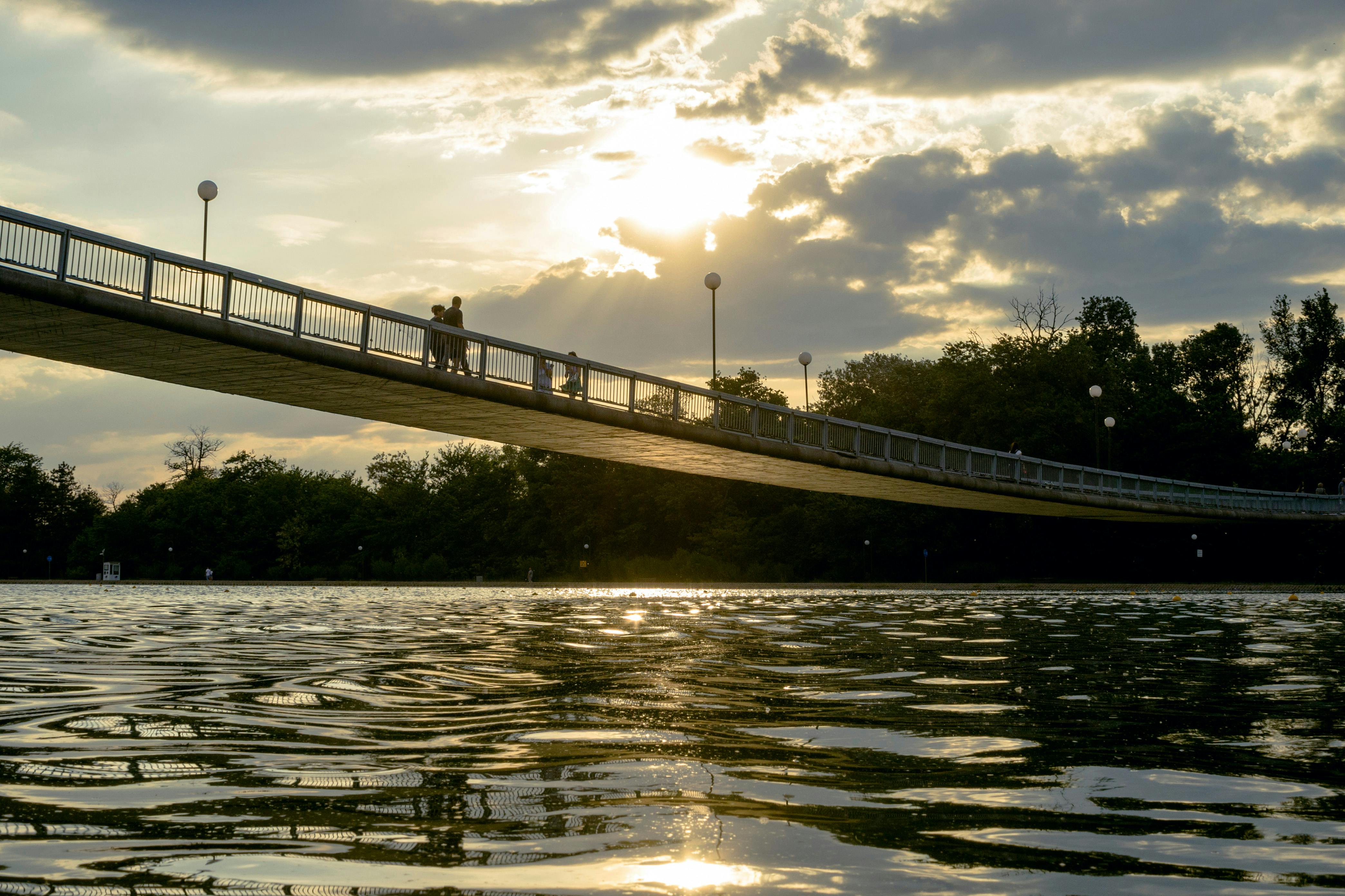 People Walking on a Bridge over River · Free Stock Photo