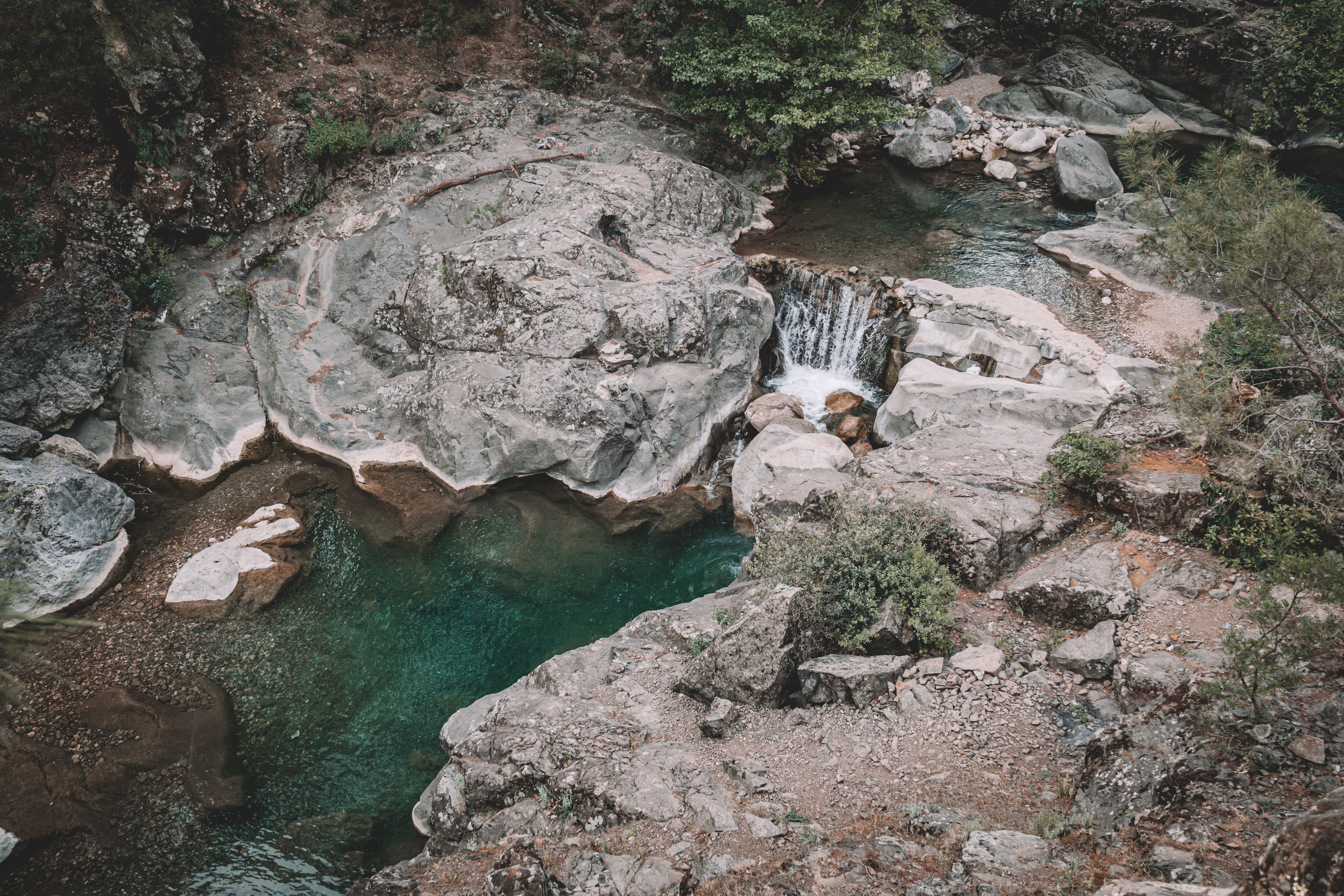 Gray Rocky River With Green Grass · Free Stock Photo