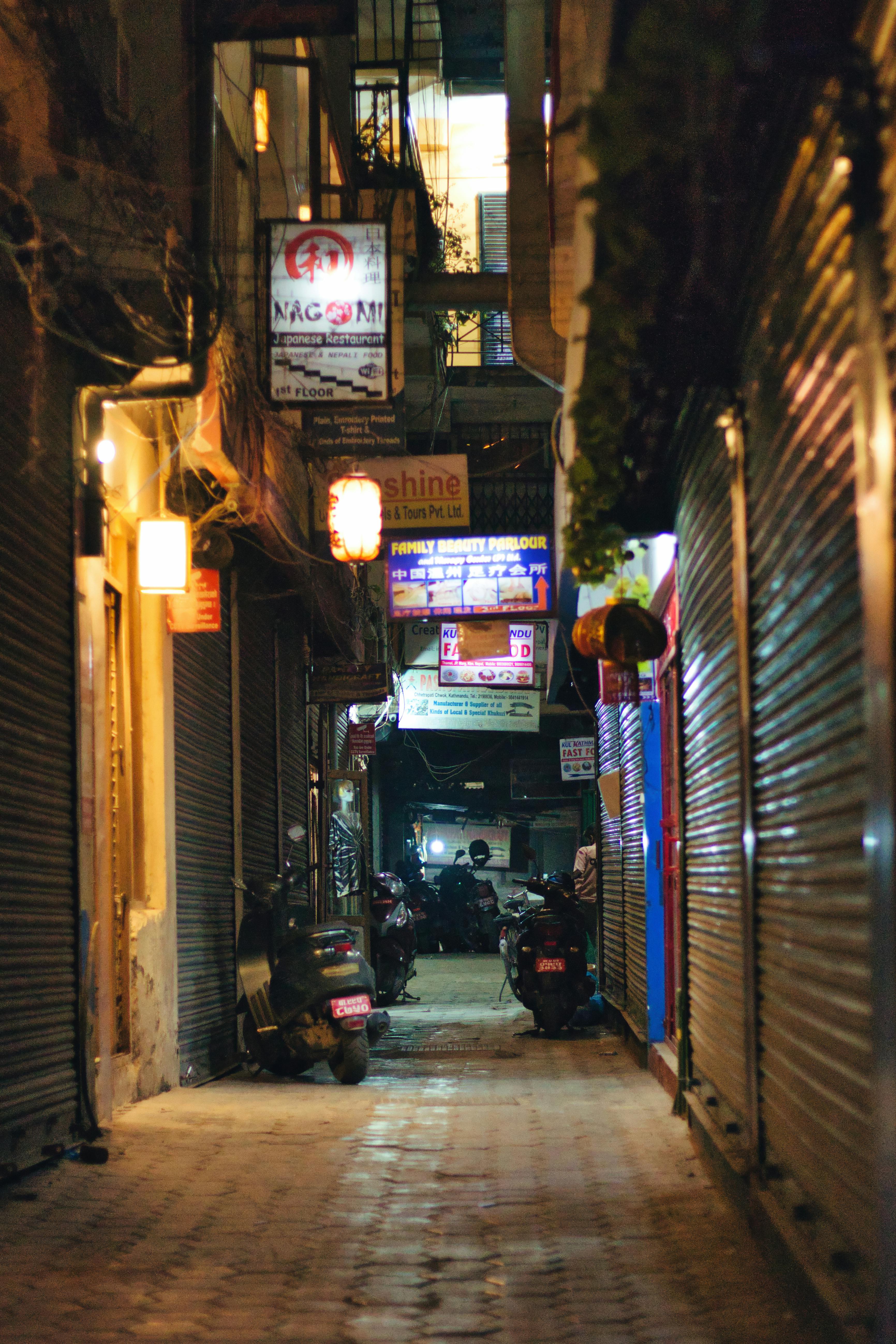 Alley During the Night Time · Free Stock Photo