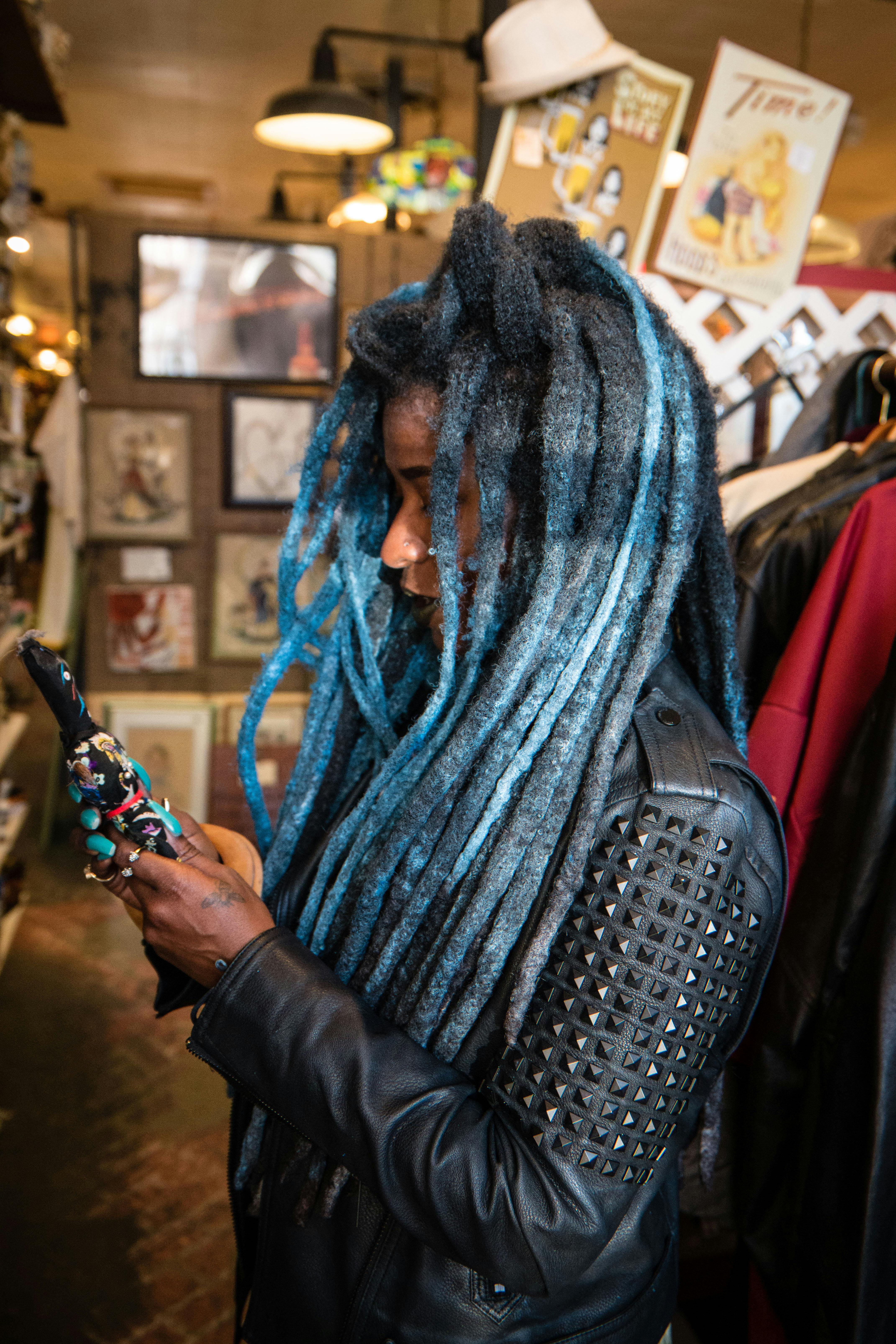Woman with Blue Dreadlocks · Free Stock Photo