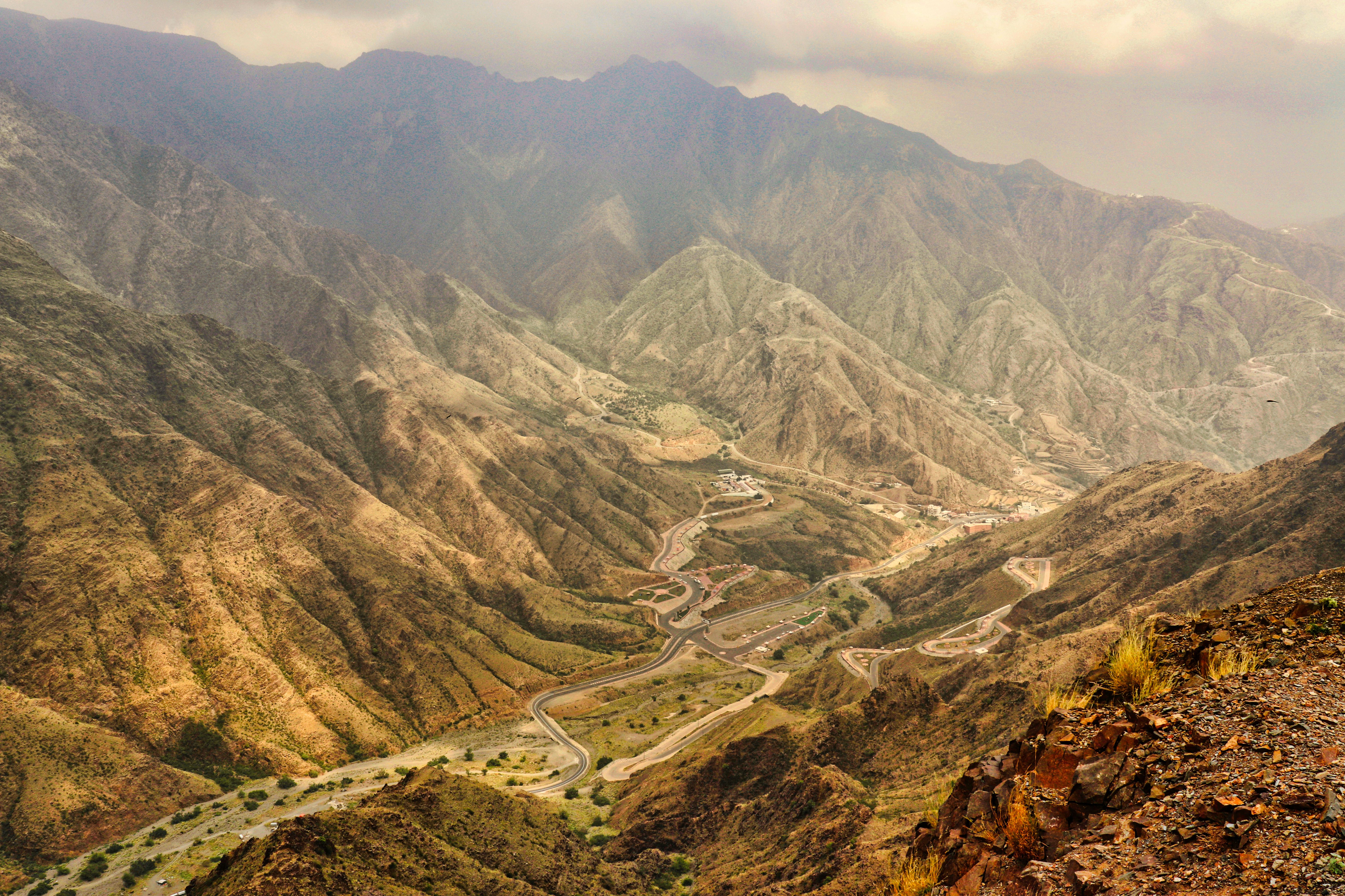 Mountainous Landscape with a Road Passing through the Valley · Free ...
