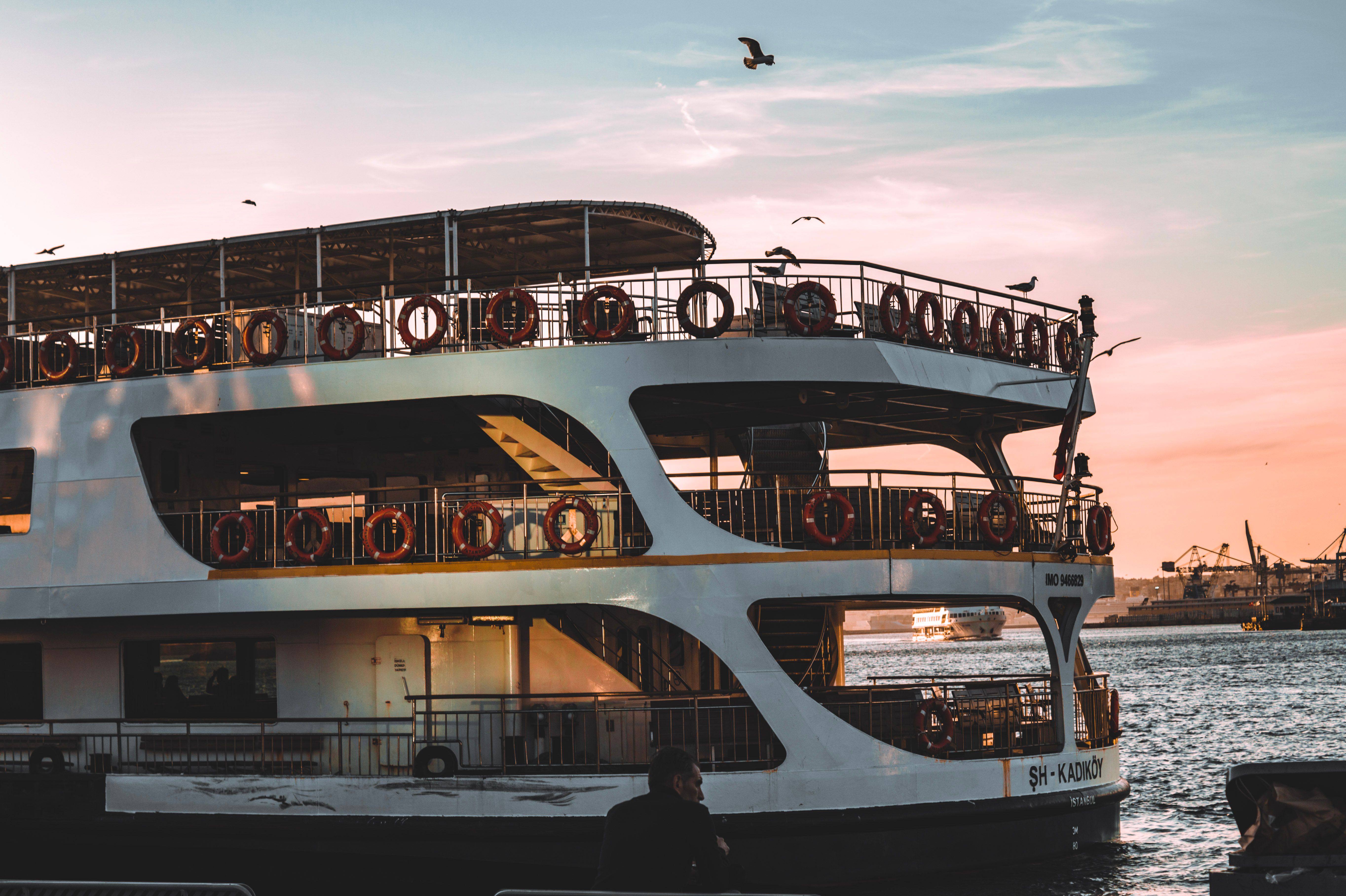 White Ferry on the Pier during Sunset · Free Stock Photo