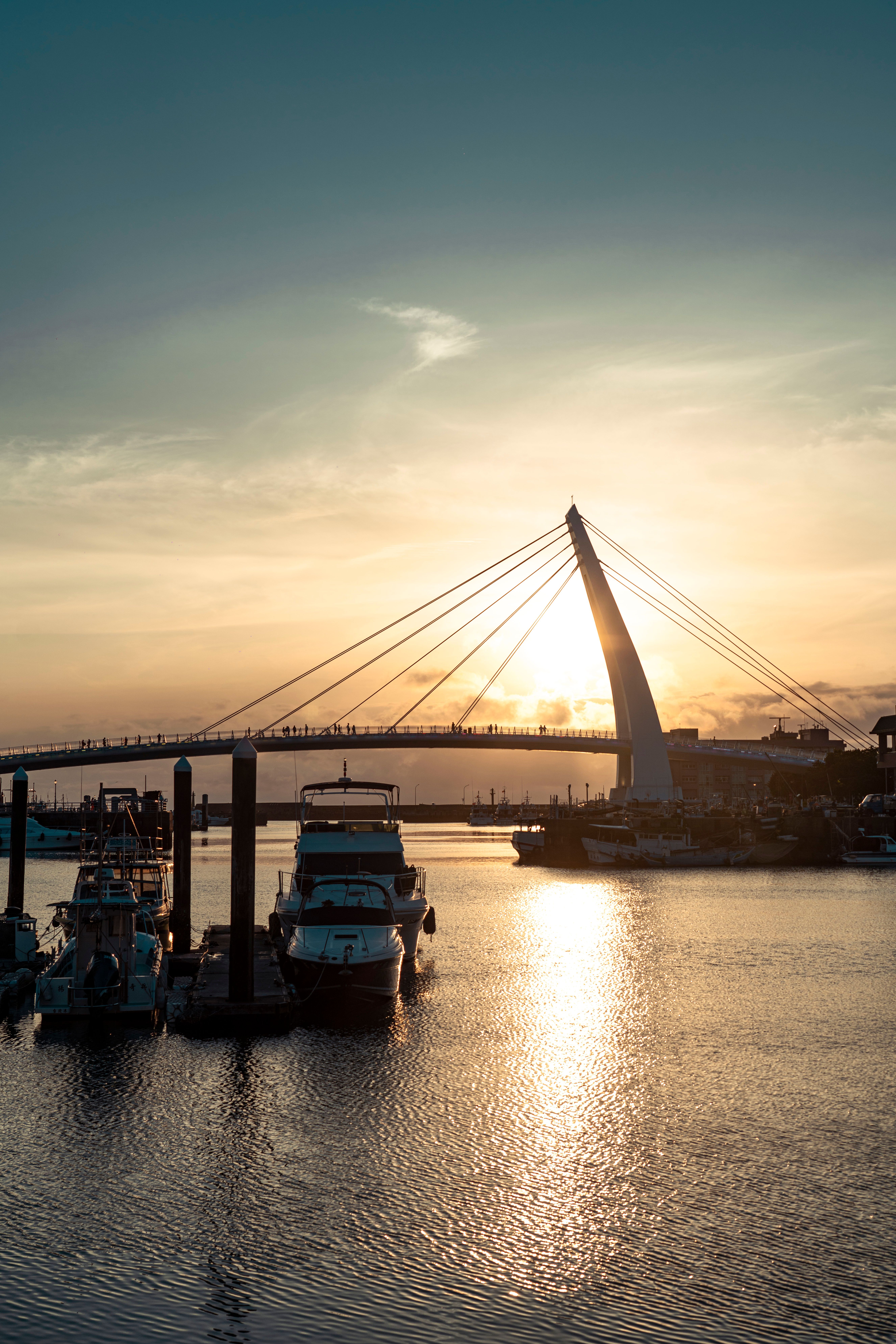 Boats on Sea Near Bridge · Free Stock Photo