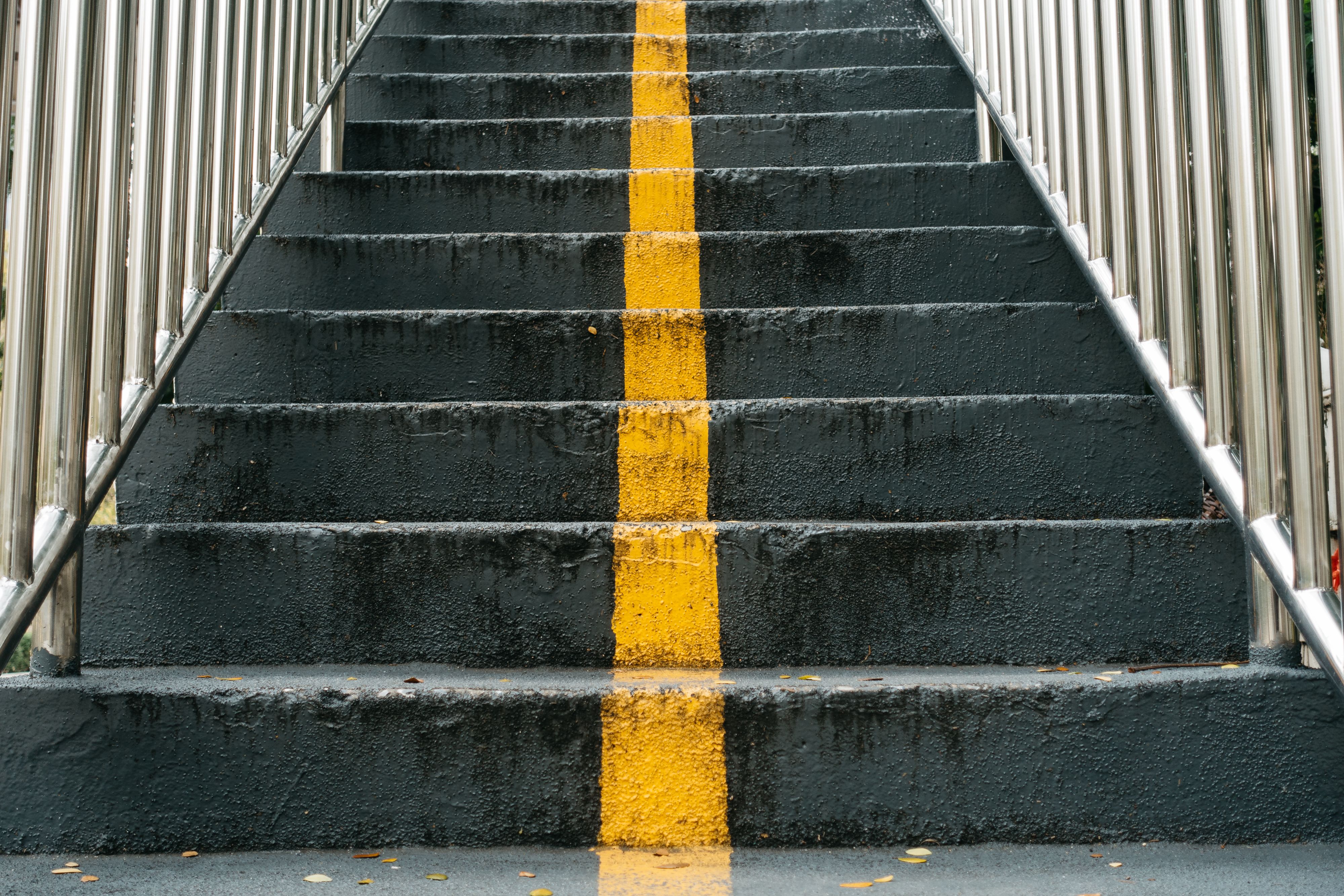 Yellow Line on the Steps · Free Stock Photo