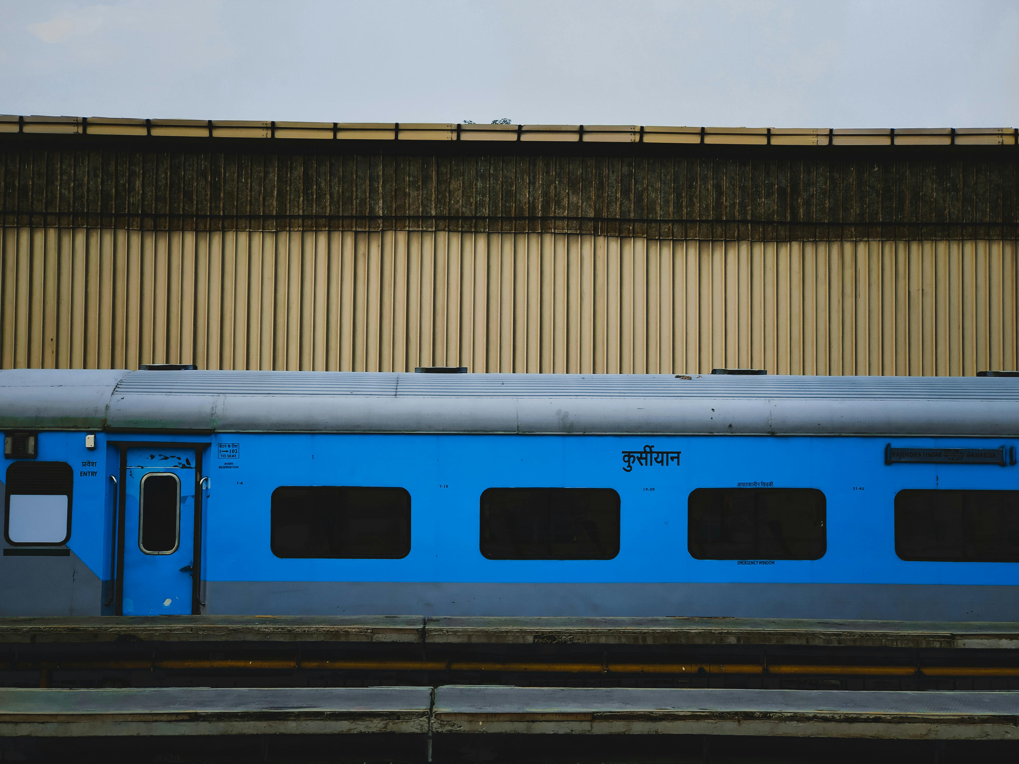 Blue Train on a Train Station · Free Stock Photo