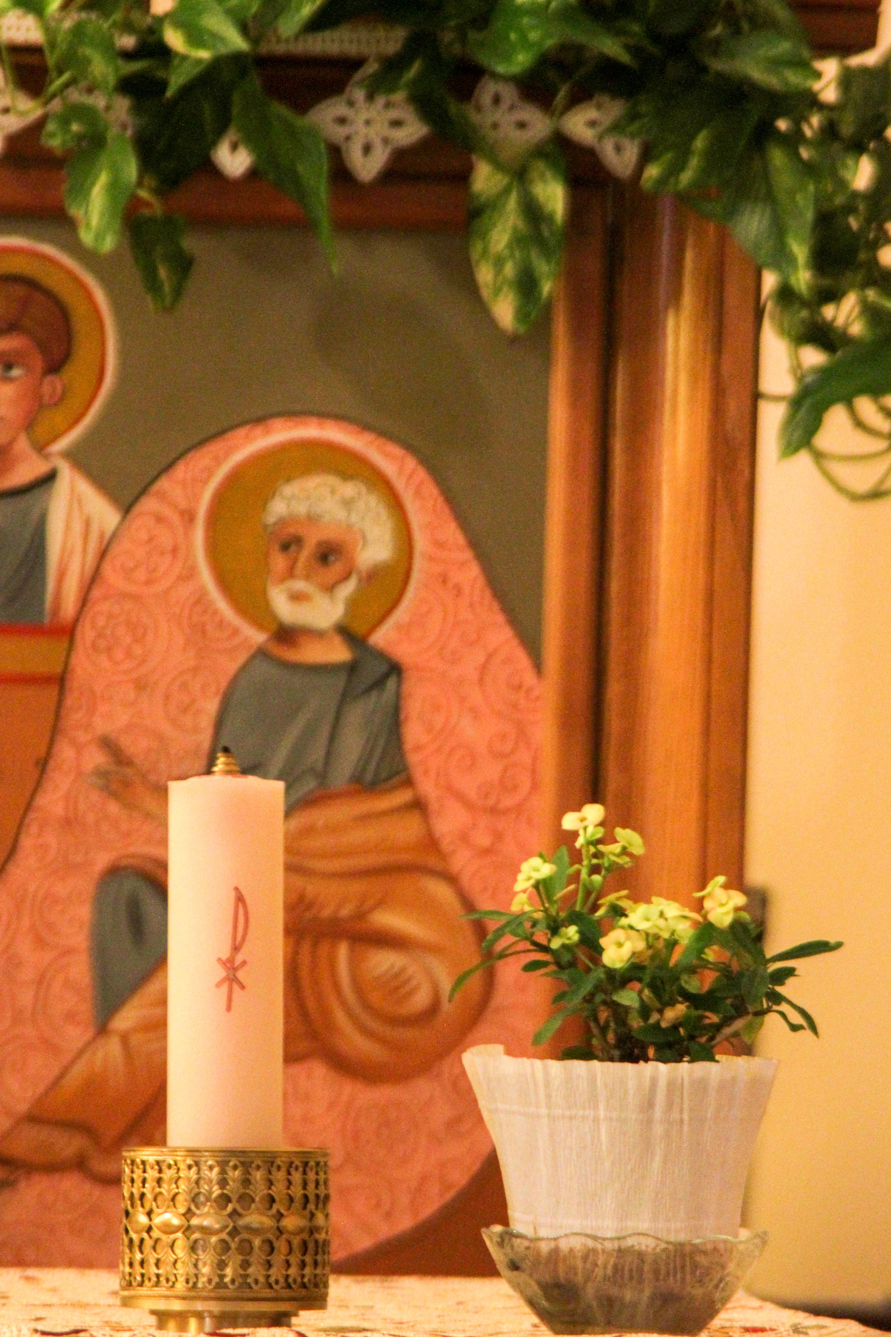 Home Little Altar with Holy Candle and Icon · Free Stock Photo