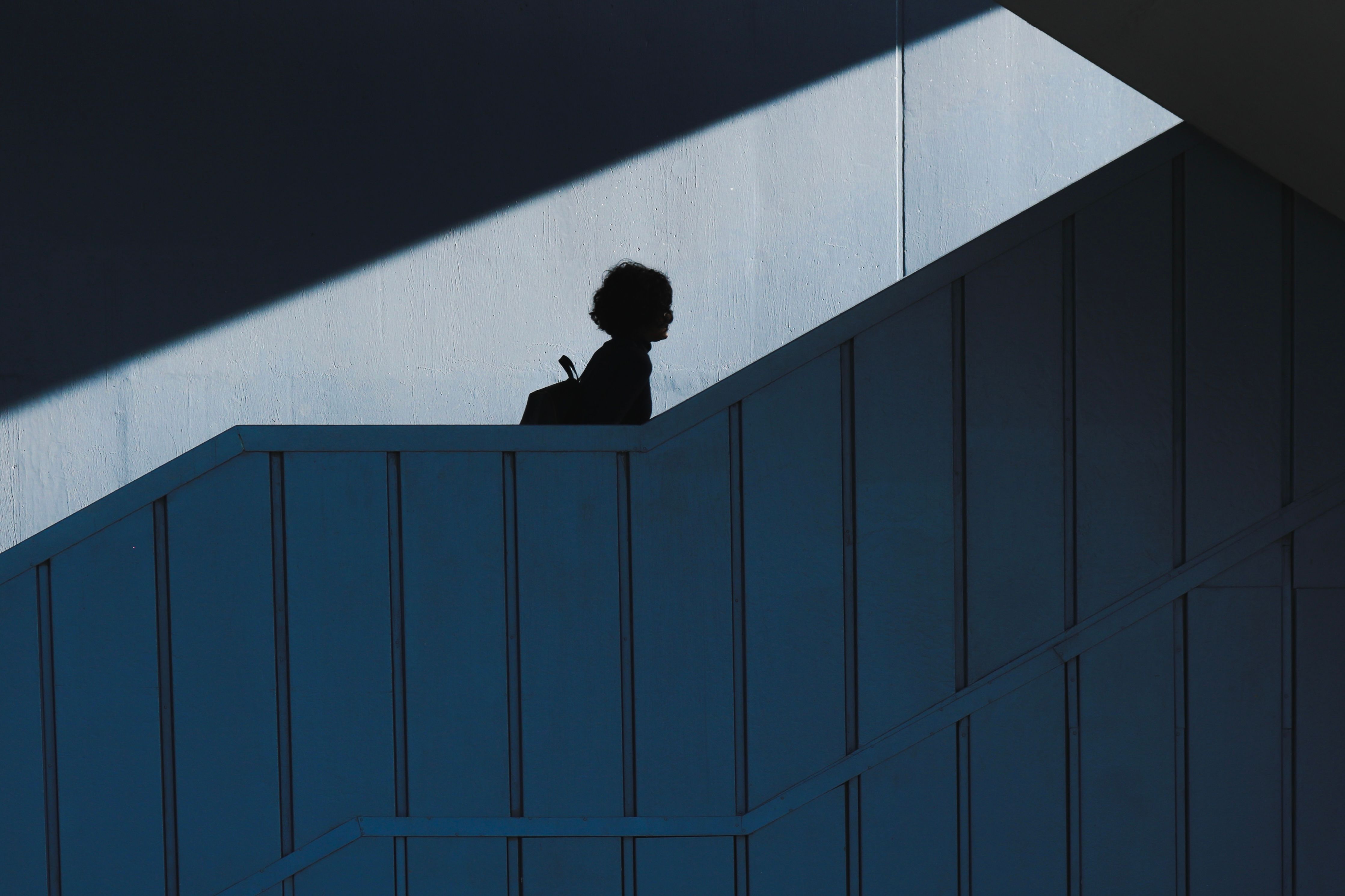 Silhouette of Person Standing on Staircase · Free Stock Photo