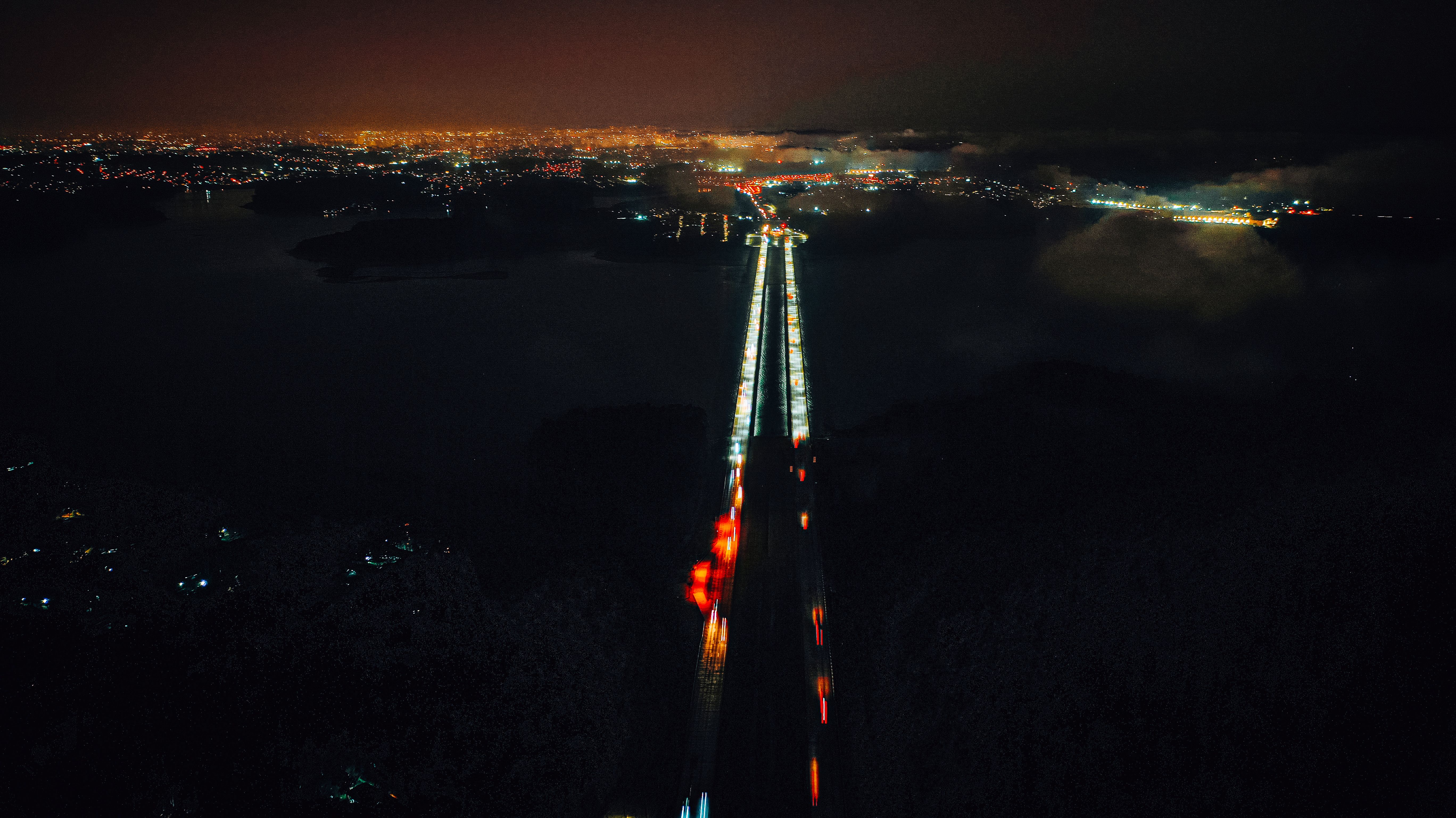 Aerial View of City Illuminated at Night · Free Stock Photo
