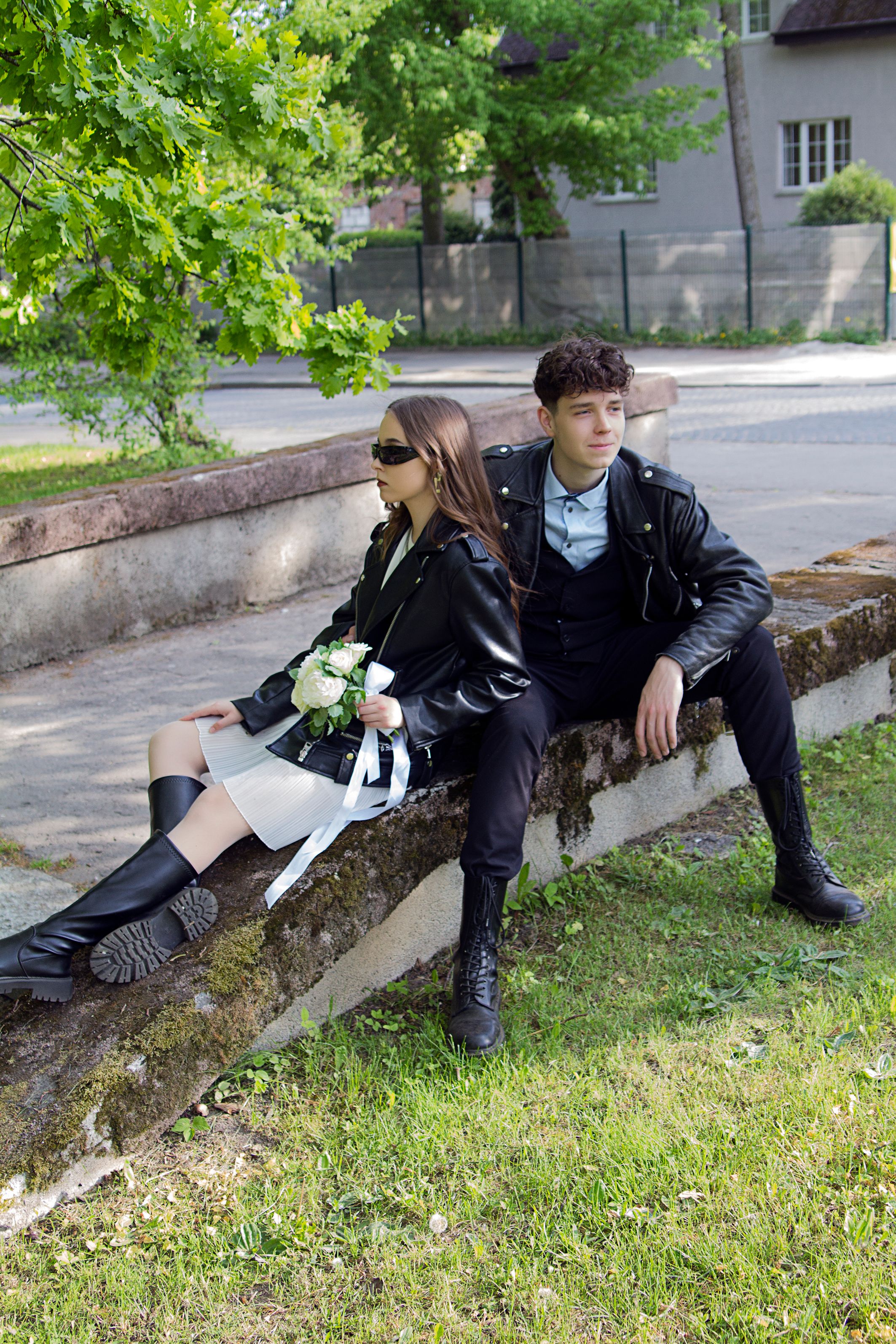 A Romantic Couple in Black Leather Jackets · Free Stock Photo