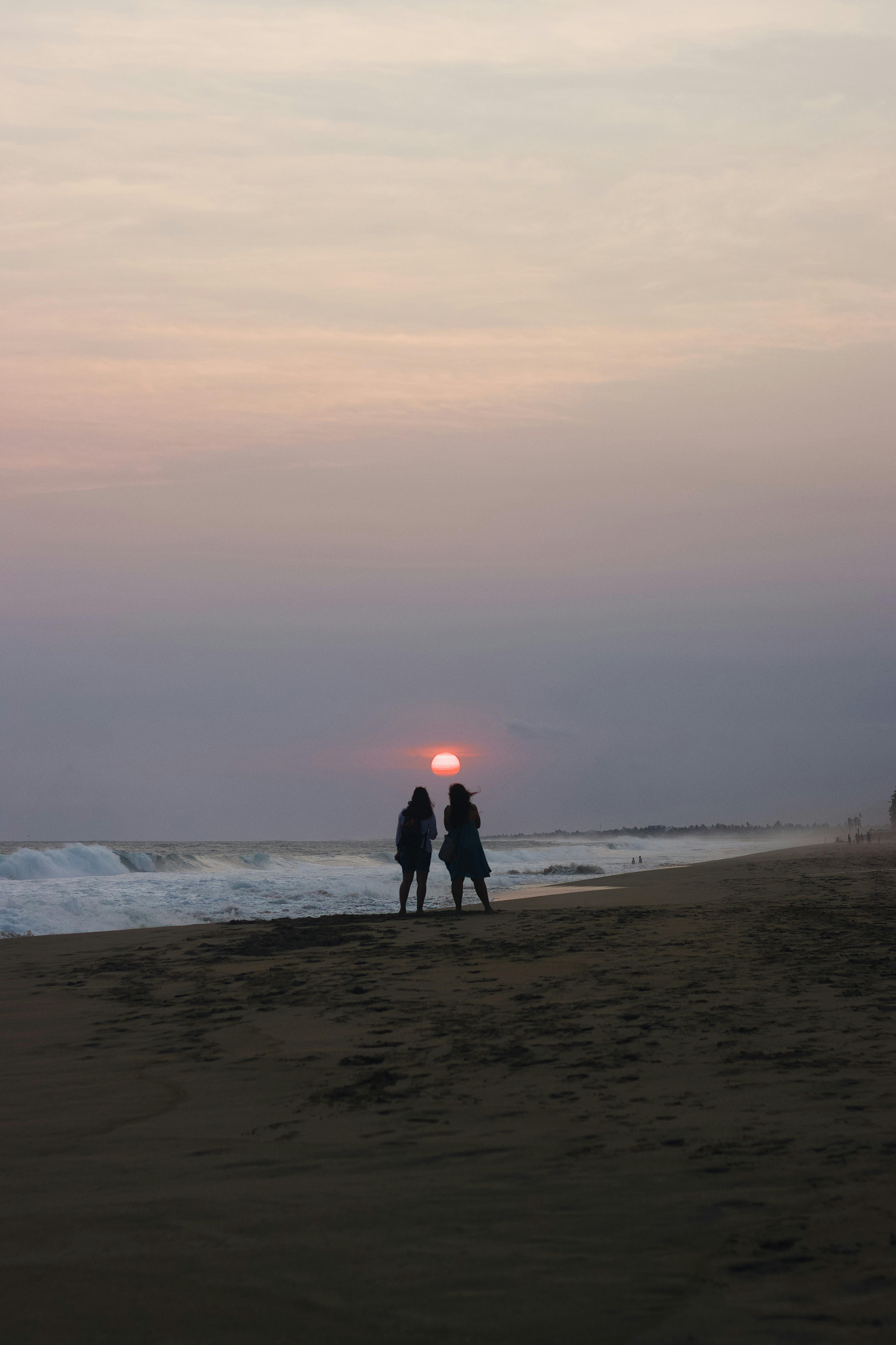 People Standing on the Beach During Sunset · Free Stock Photo