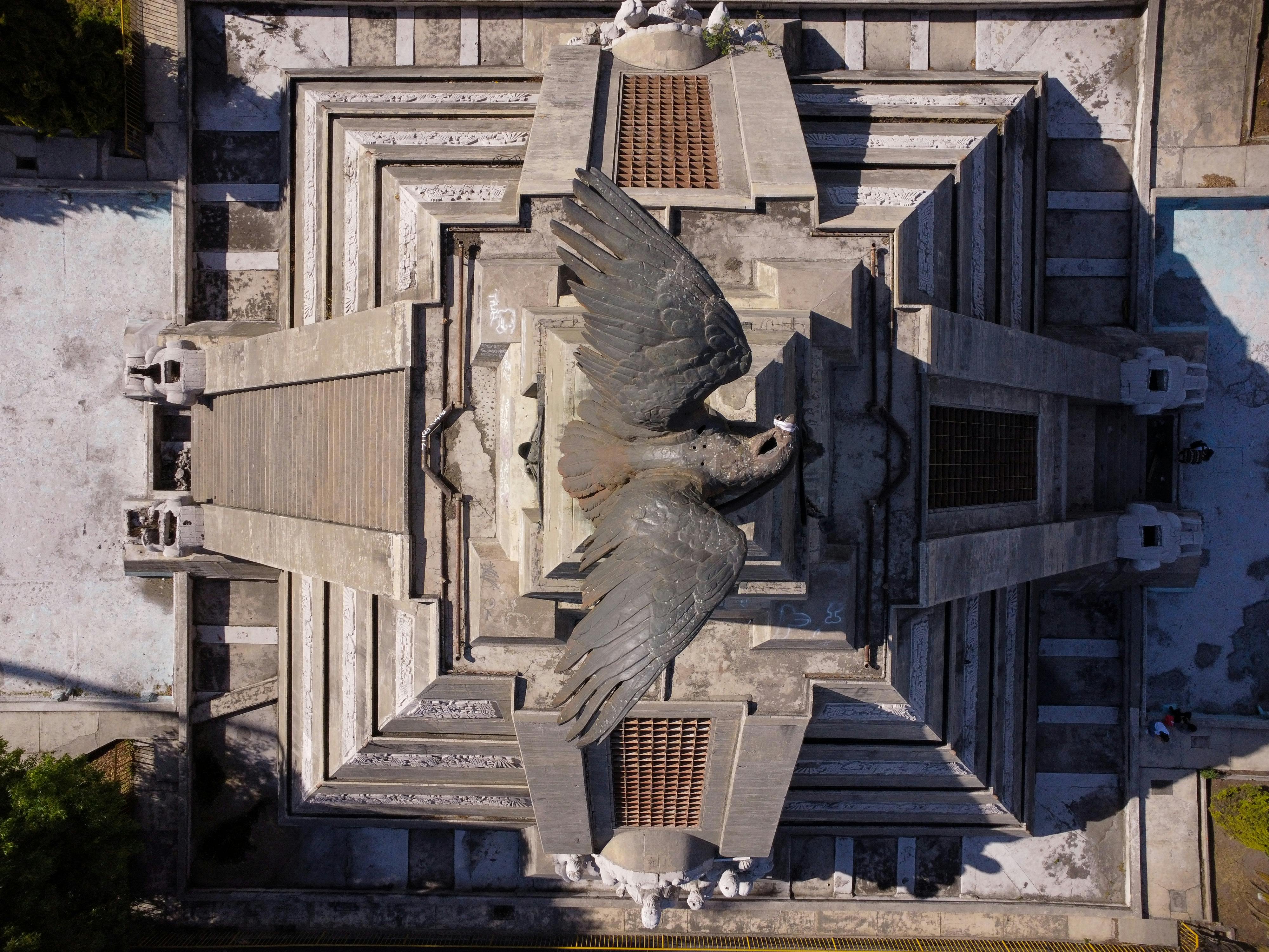 Top View of a Statue of a Bird on Top of a Temple · Free Stock Photo