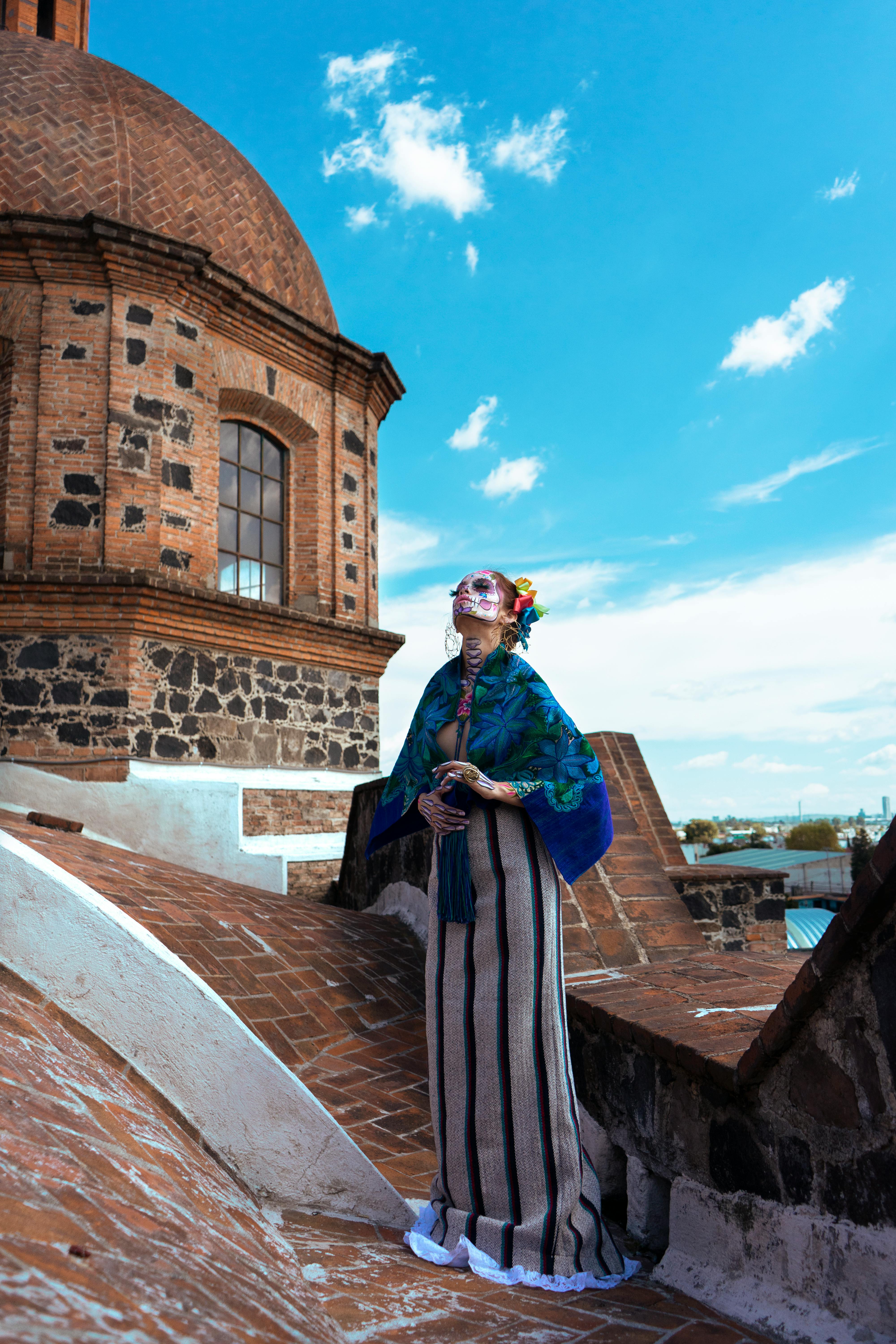 A Woman in a Stylish Outfit and Catrina Makeup · Free Stock Photo