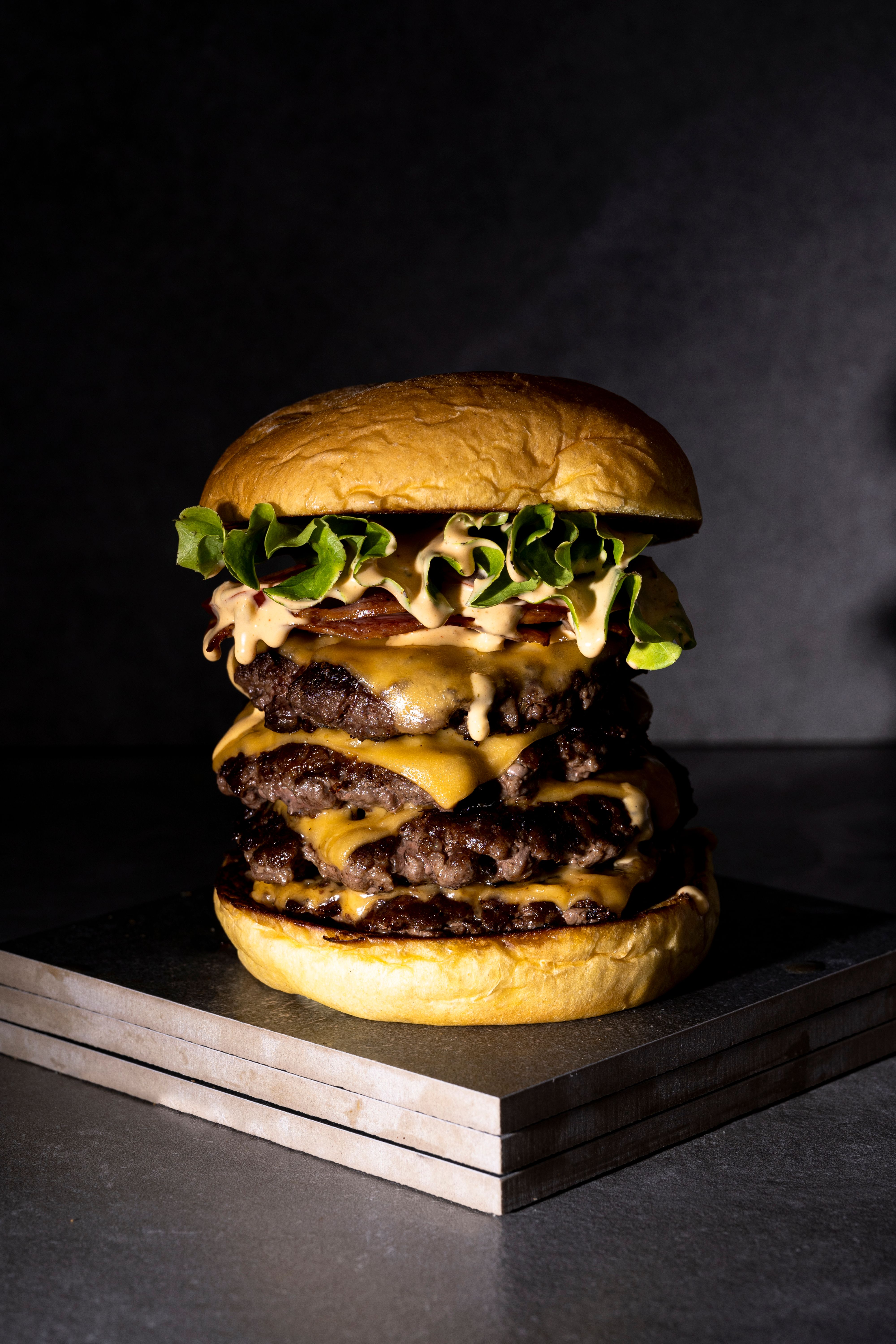 Shot of Burger on Gray Background · Free Stock Photo