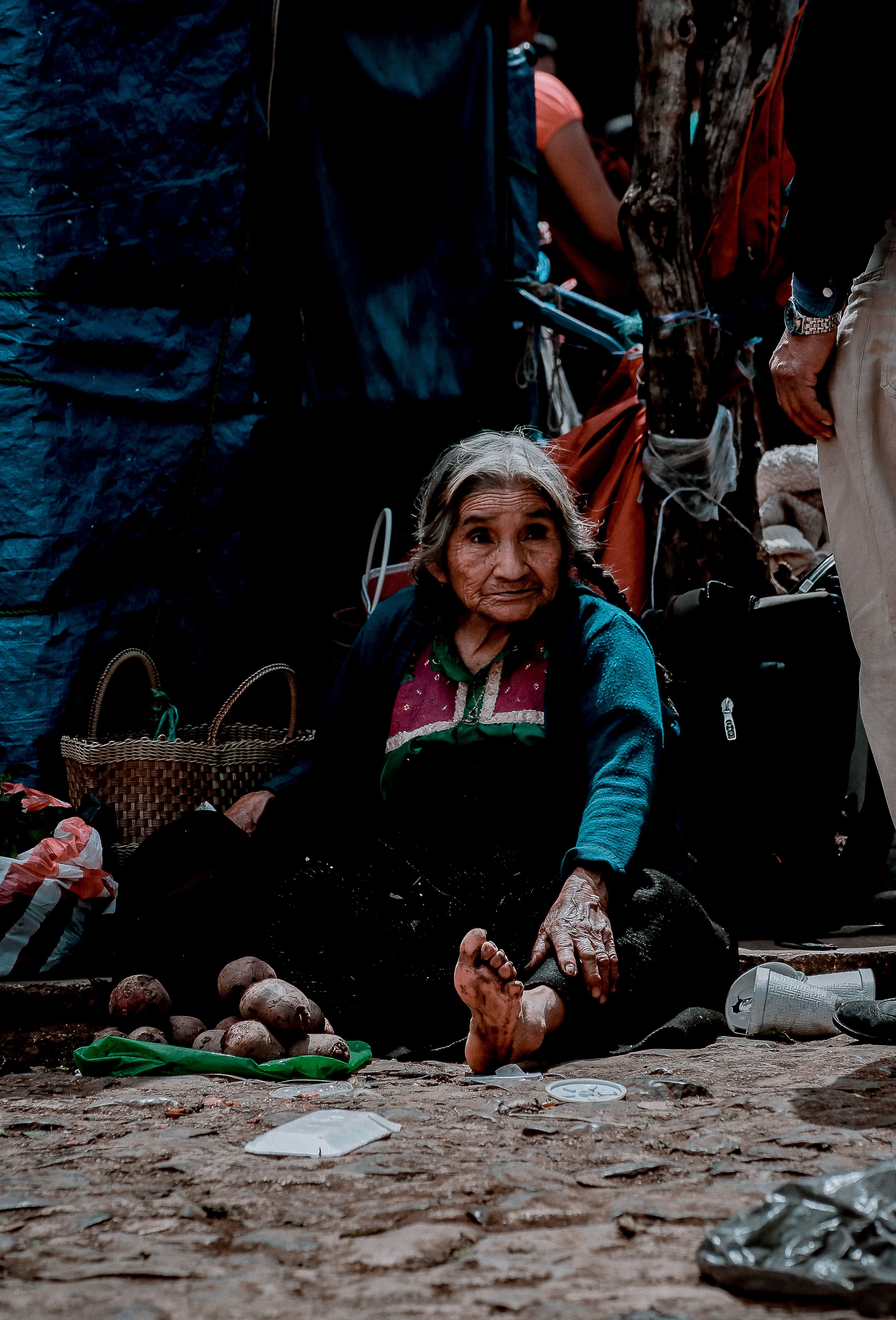 Grayscale Photography Of Person Selling On The Streets · Free Stock Photo