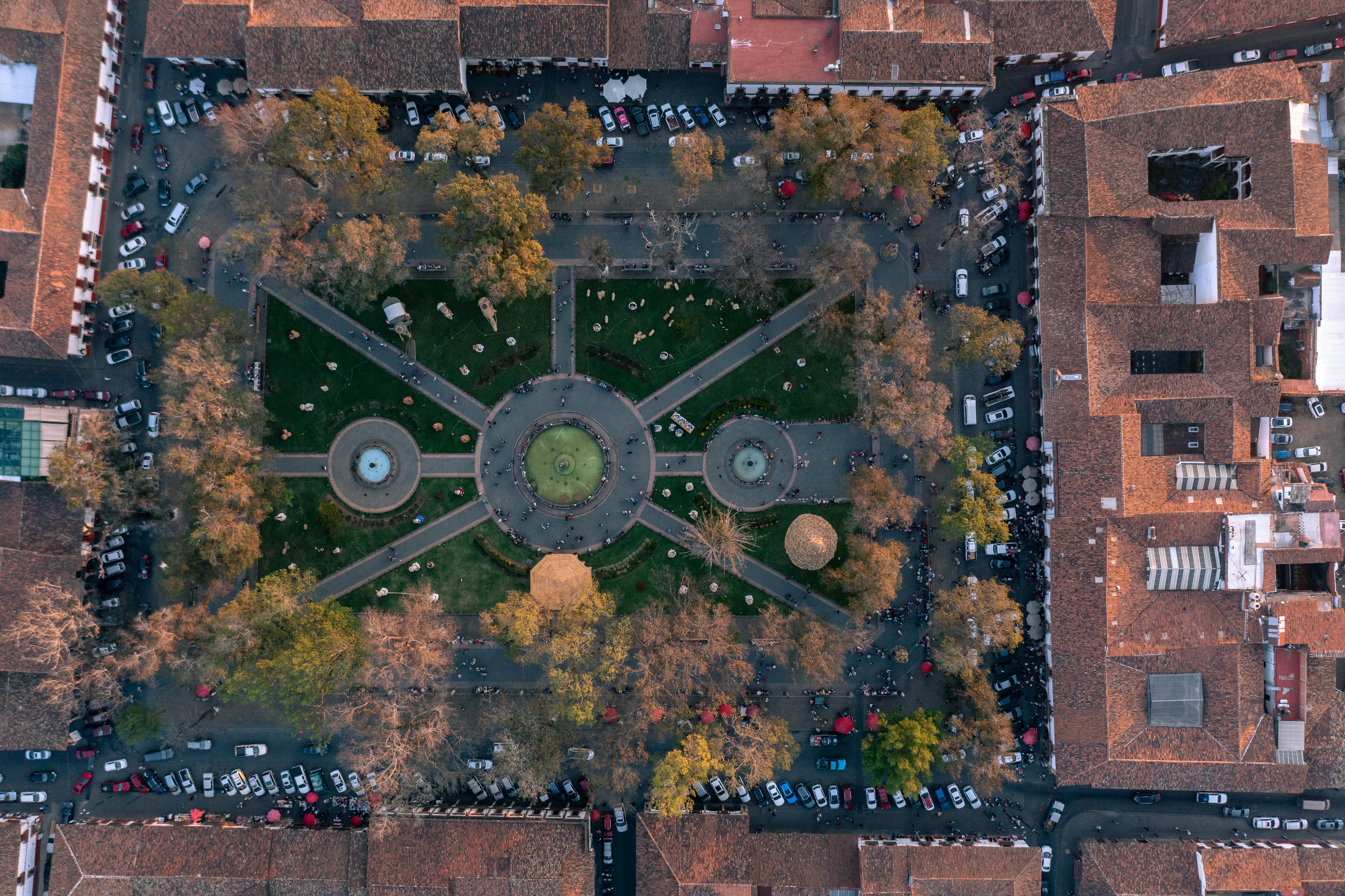 Drone Shot of Plaza Vasco de Quiroga, Patzcuaro, Mexico · Free Stock Photo