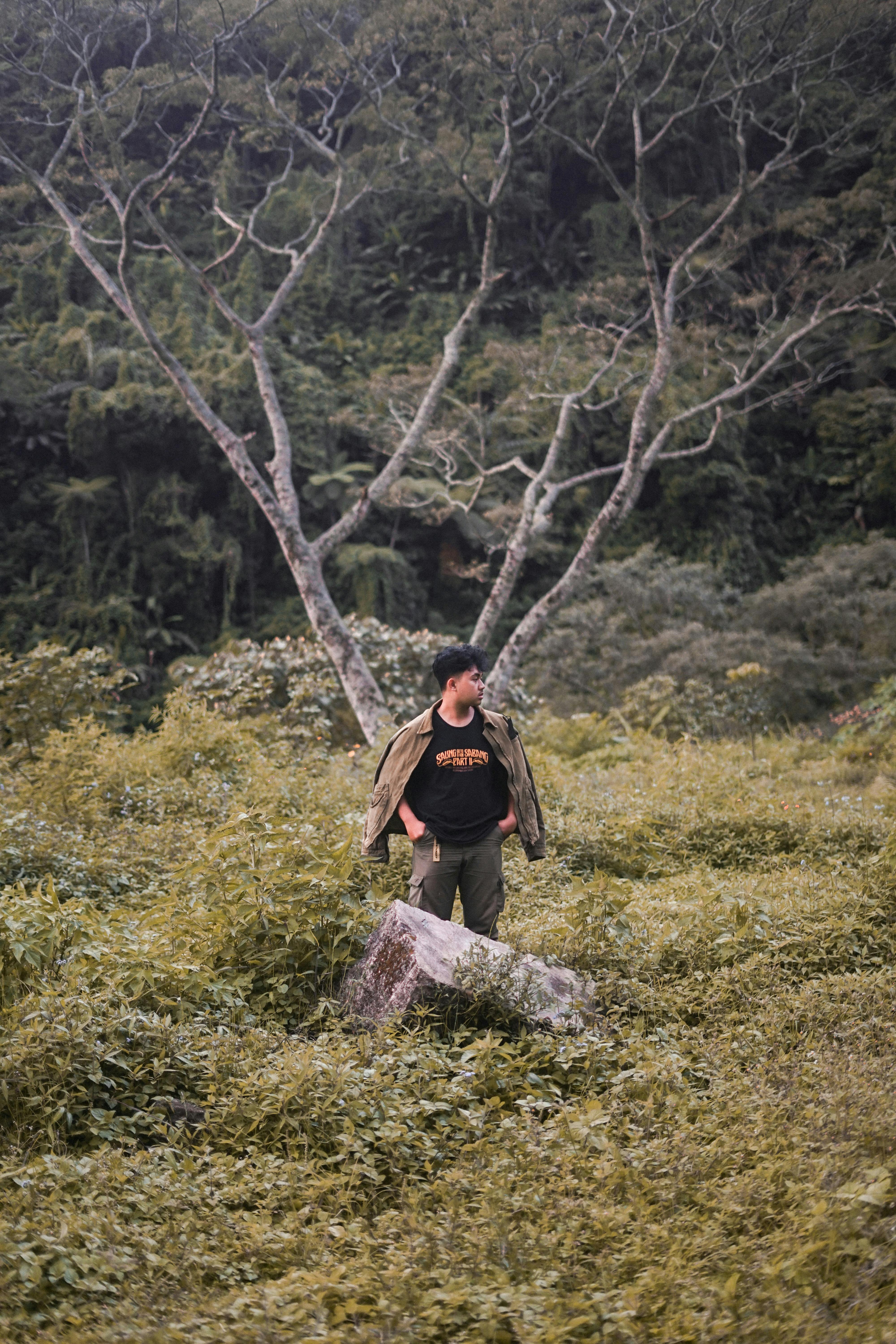 Image Of A Young Man, Aric, Standing Alone In A Forest, Looking ...
