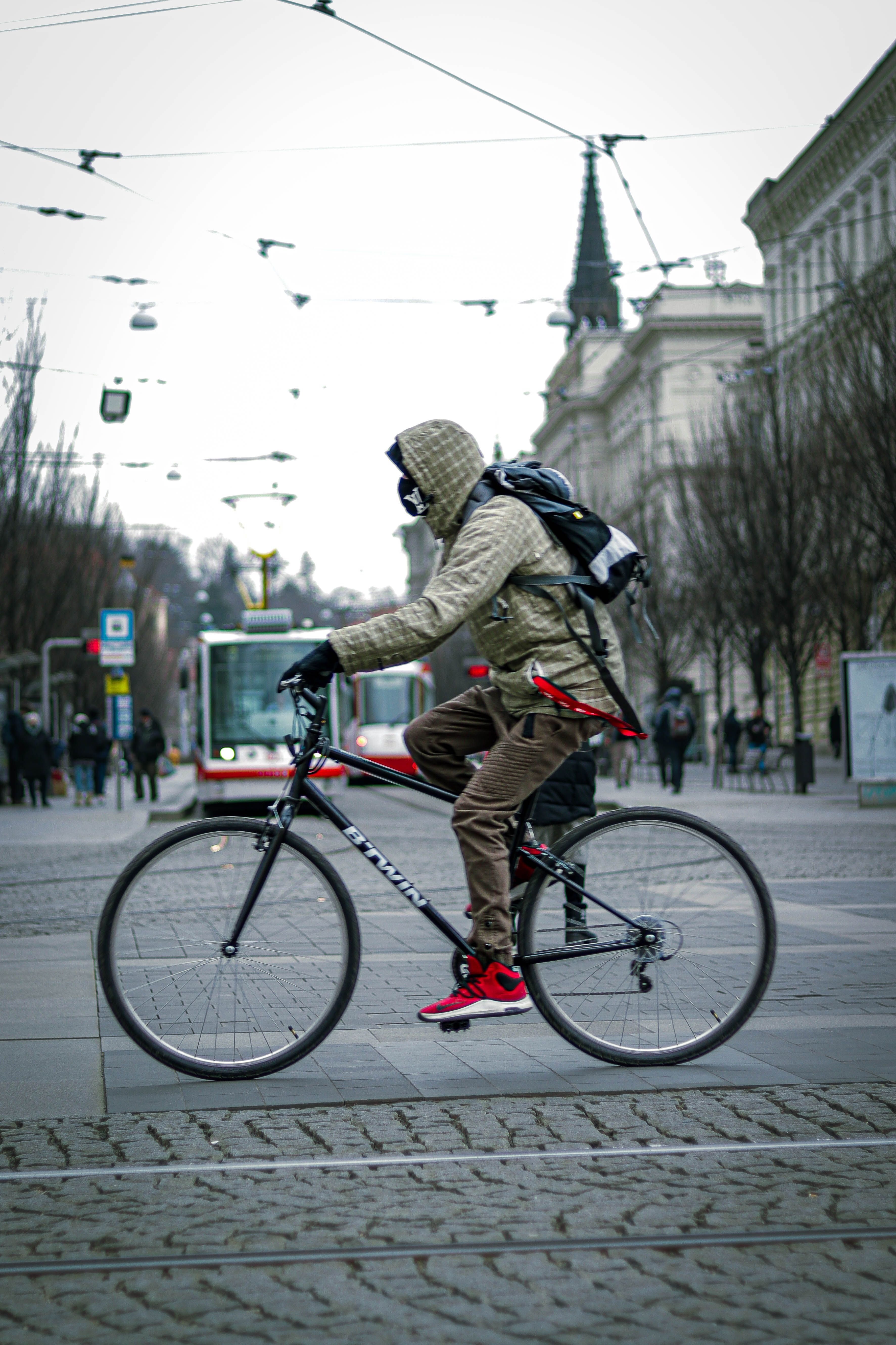 A Cyclist Crossing the Road · Free Stock Photo