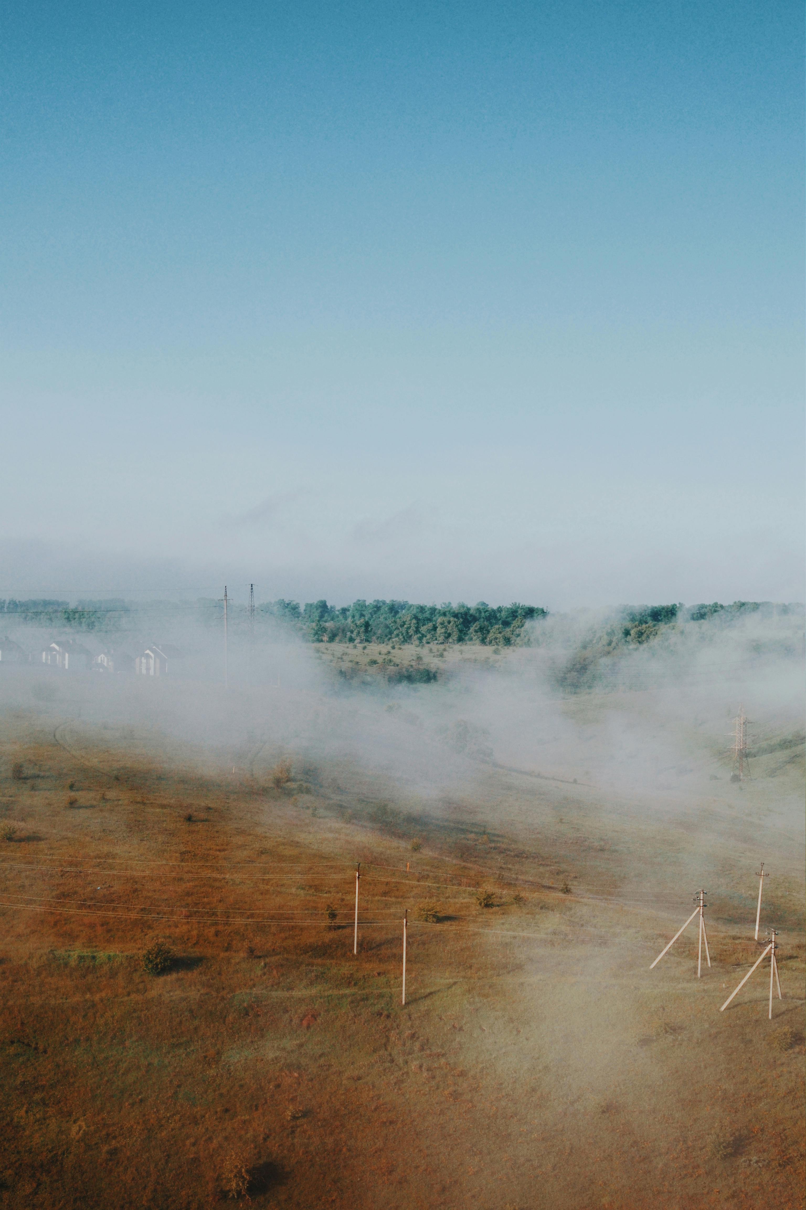 Clear Sky and Smoke over Plains in Countryside · Free Stock Photo