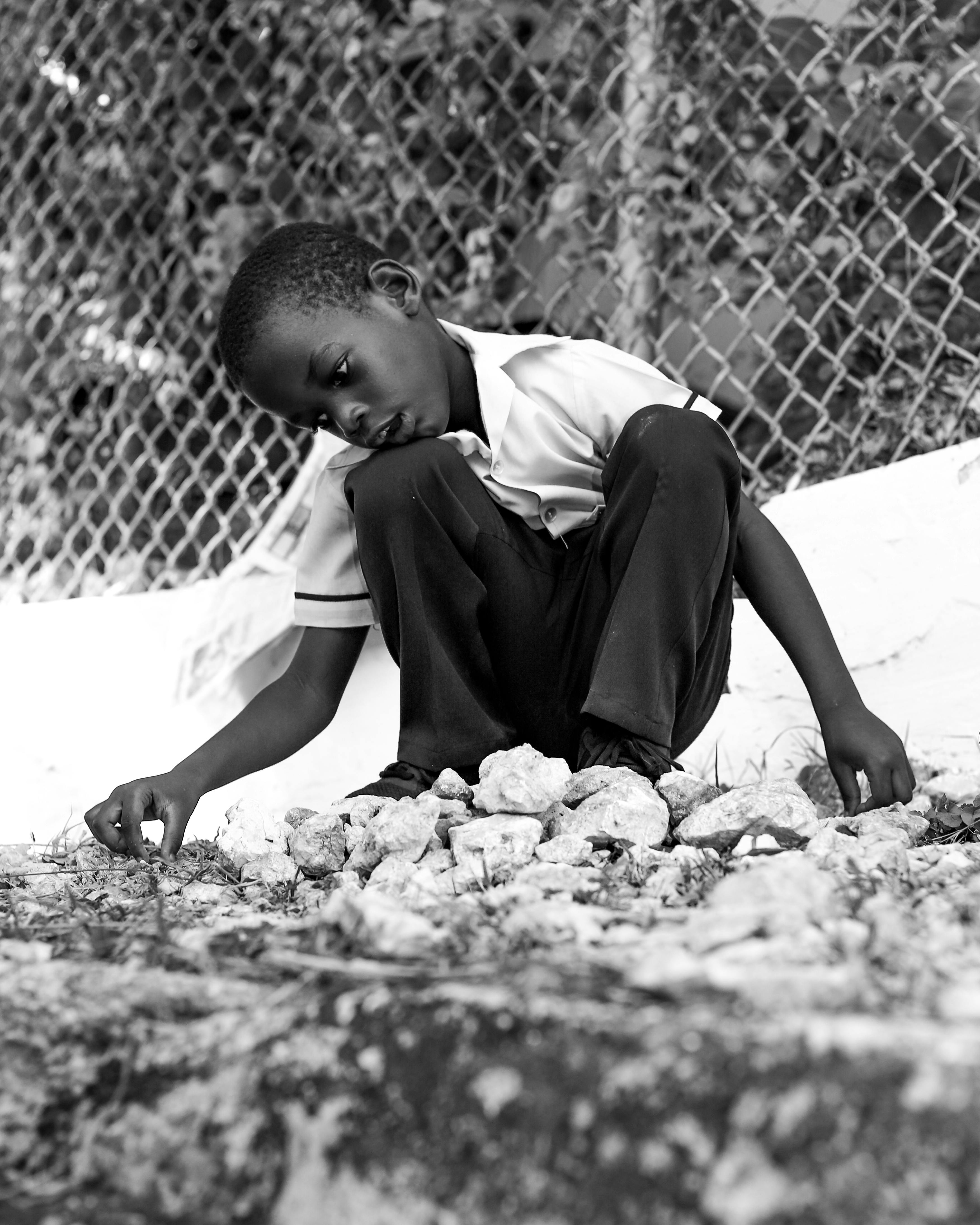 Boy Collecting Stones · Free Stock Photo