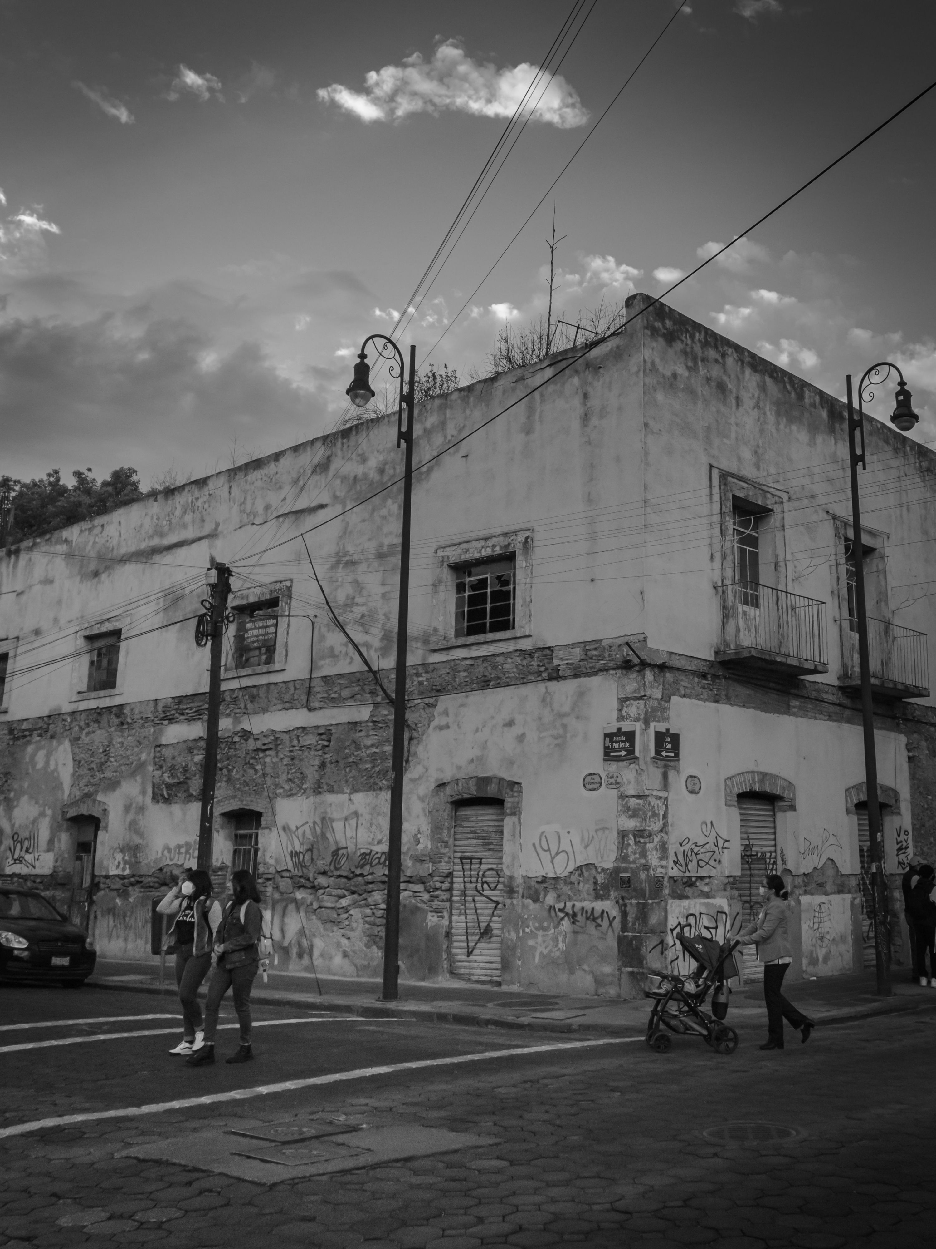 Grayscale Photo of People Walking on Street · Free Stock Photo