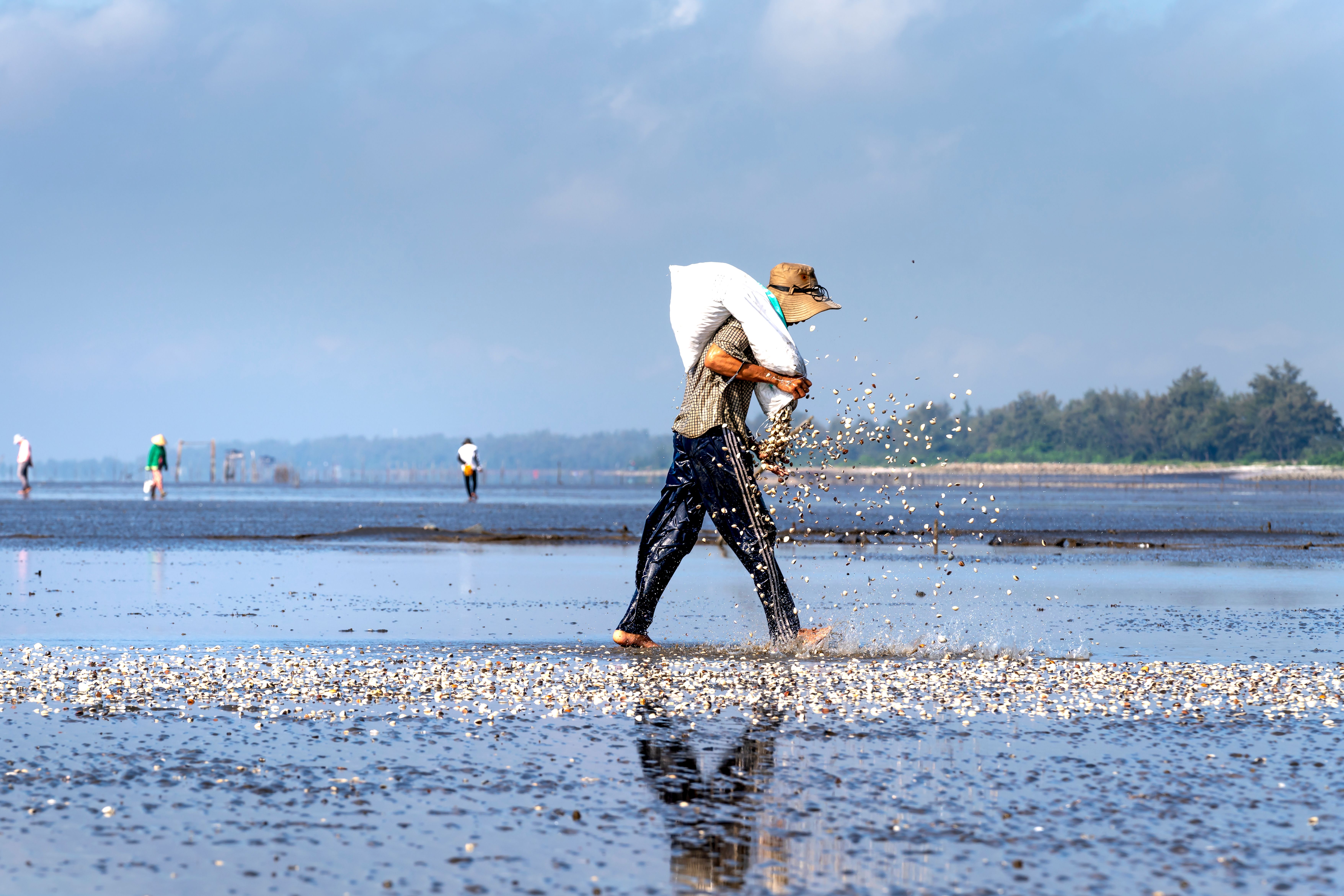 Man Carrying Products in the Bags on a Shoulder Pole · Free Stock Photo