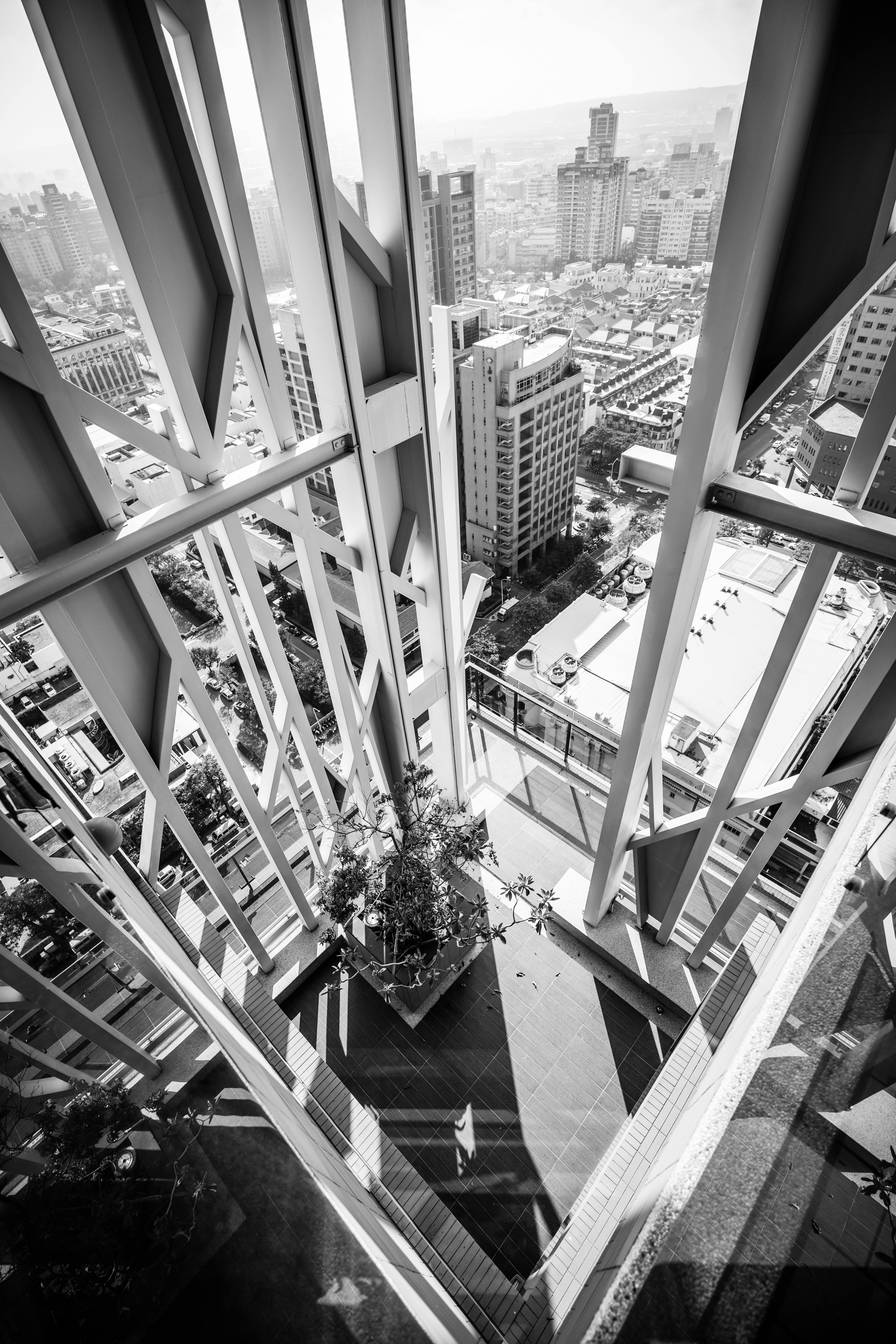 Grayscale Photo of inside of a Building · Free Stock Photo