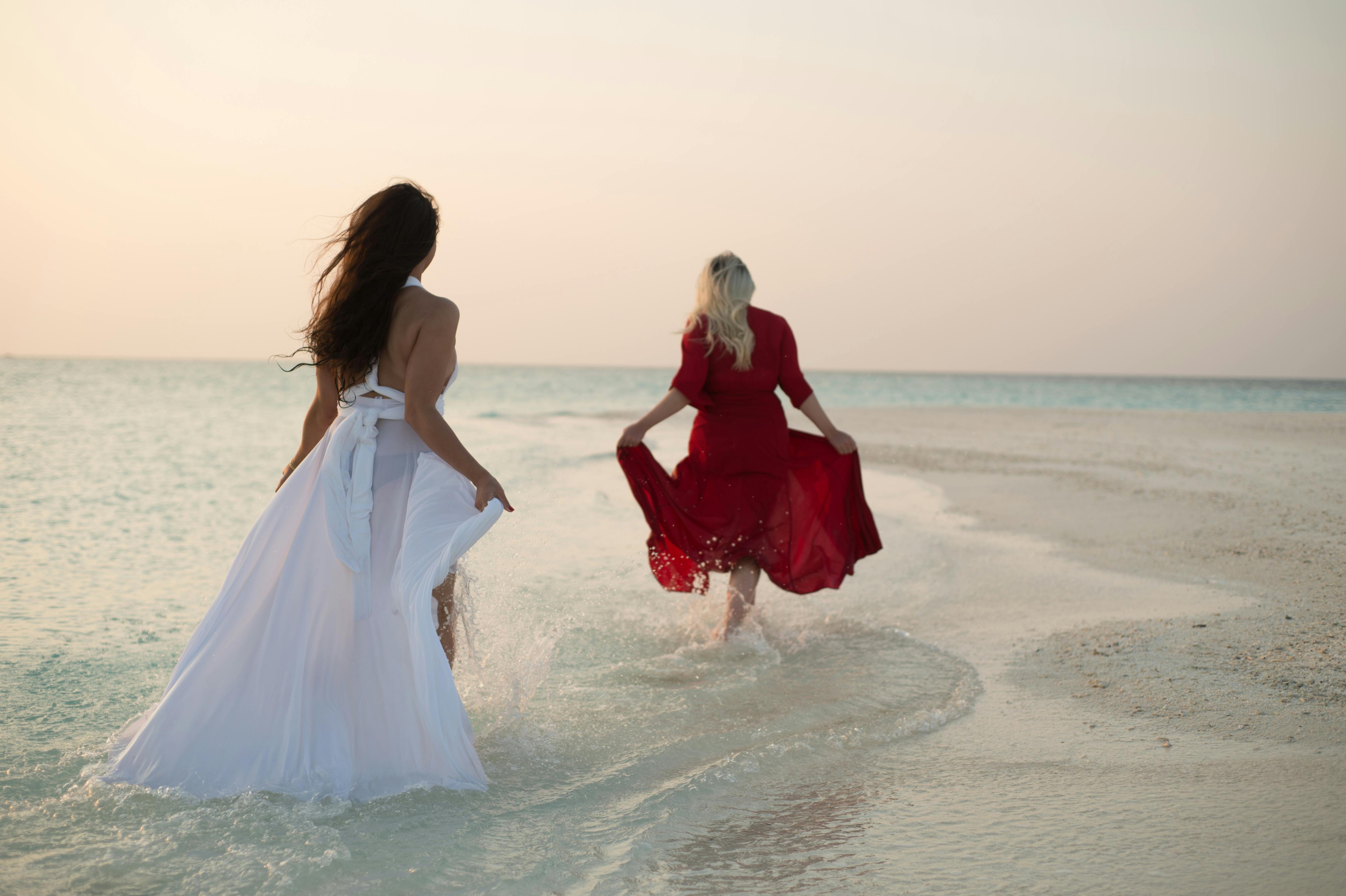 Back View of a Woman Walking on the Seashore · Free Stock Photo