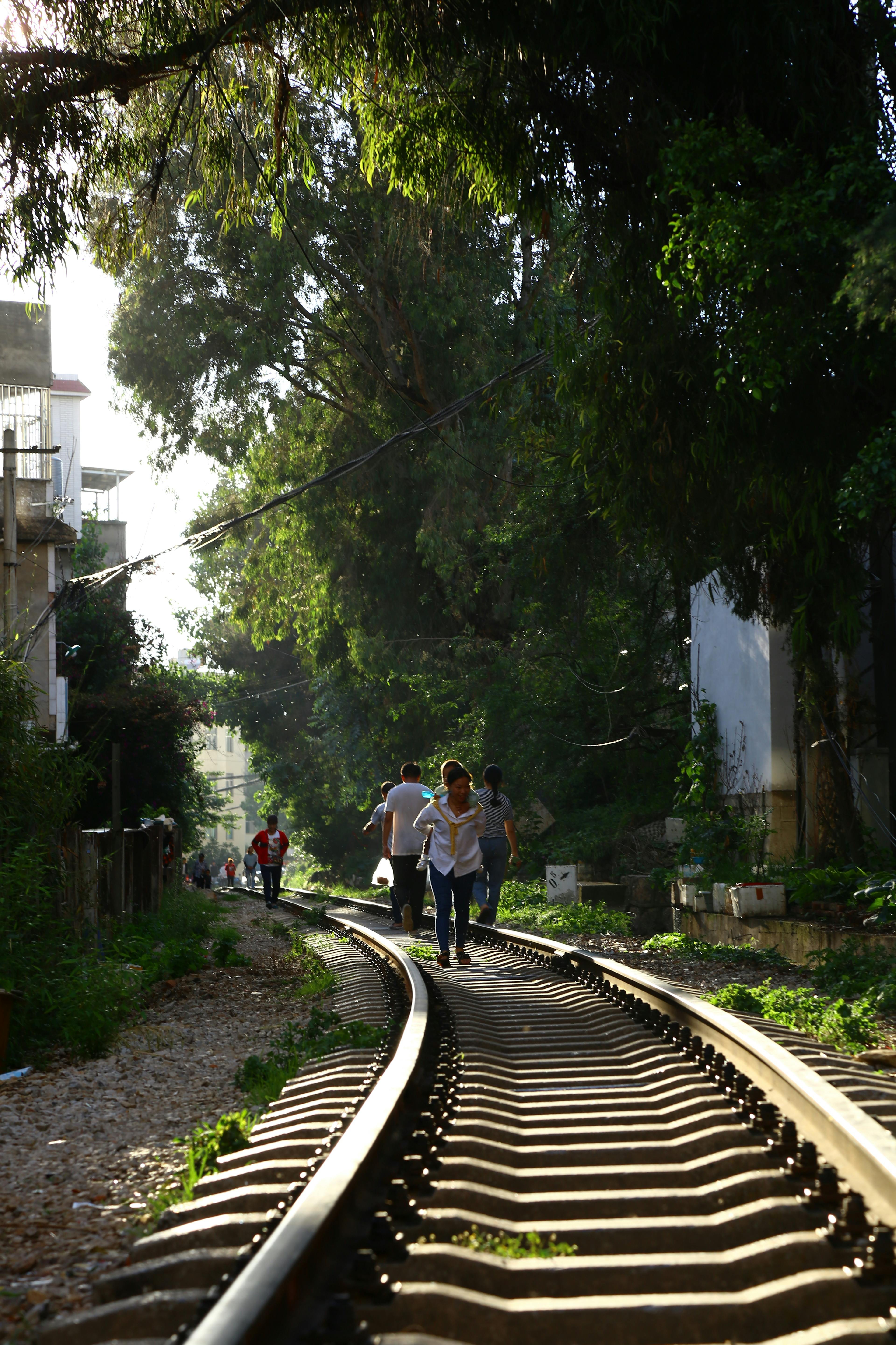 People Walking on Railway · Free Stock Photo