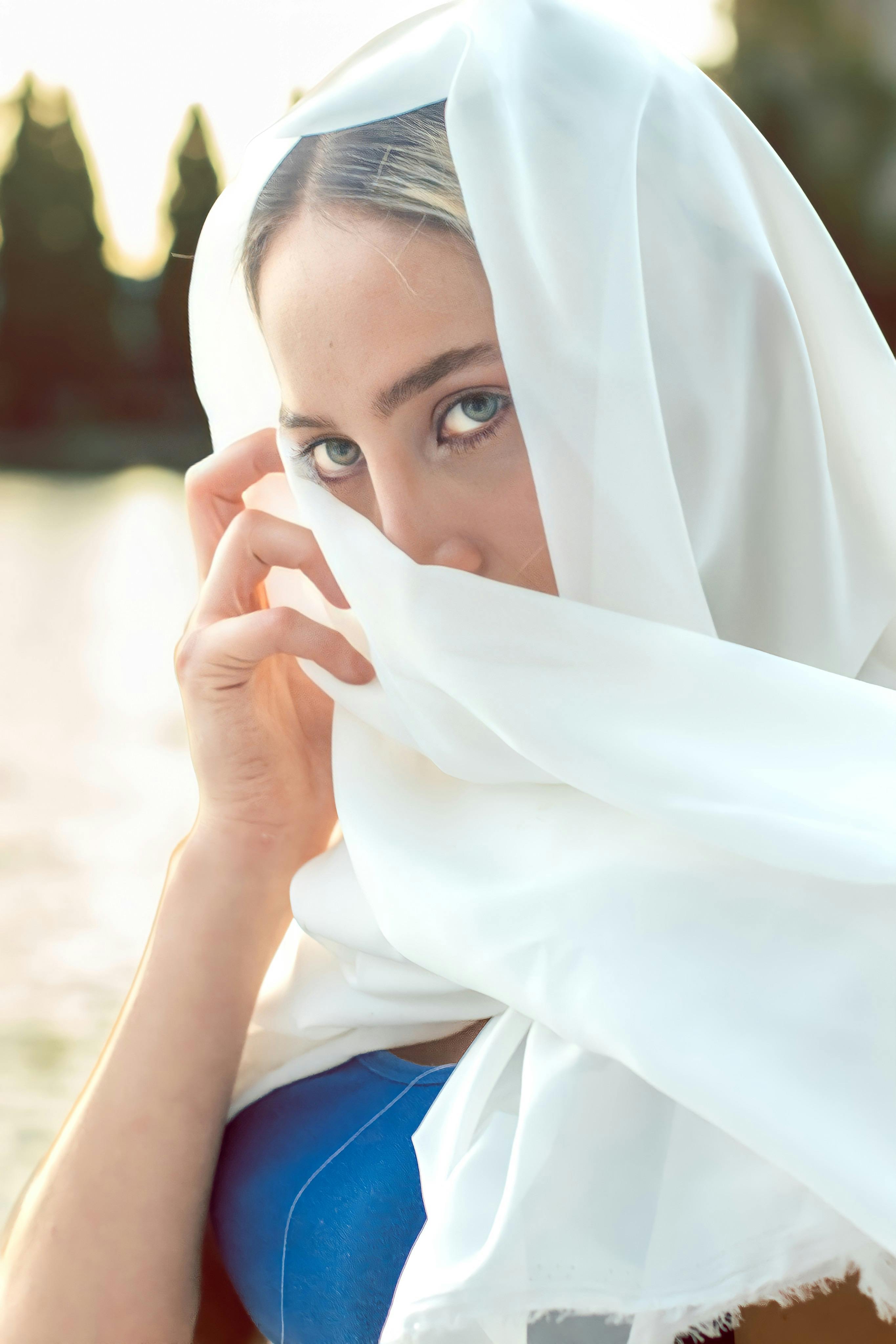 A Woman Wearing White Headscarf · Free Stock Photo