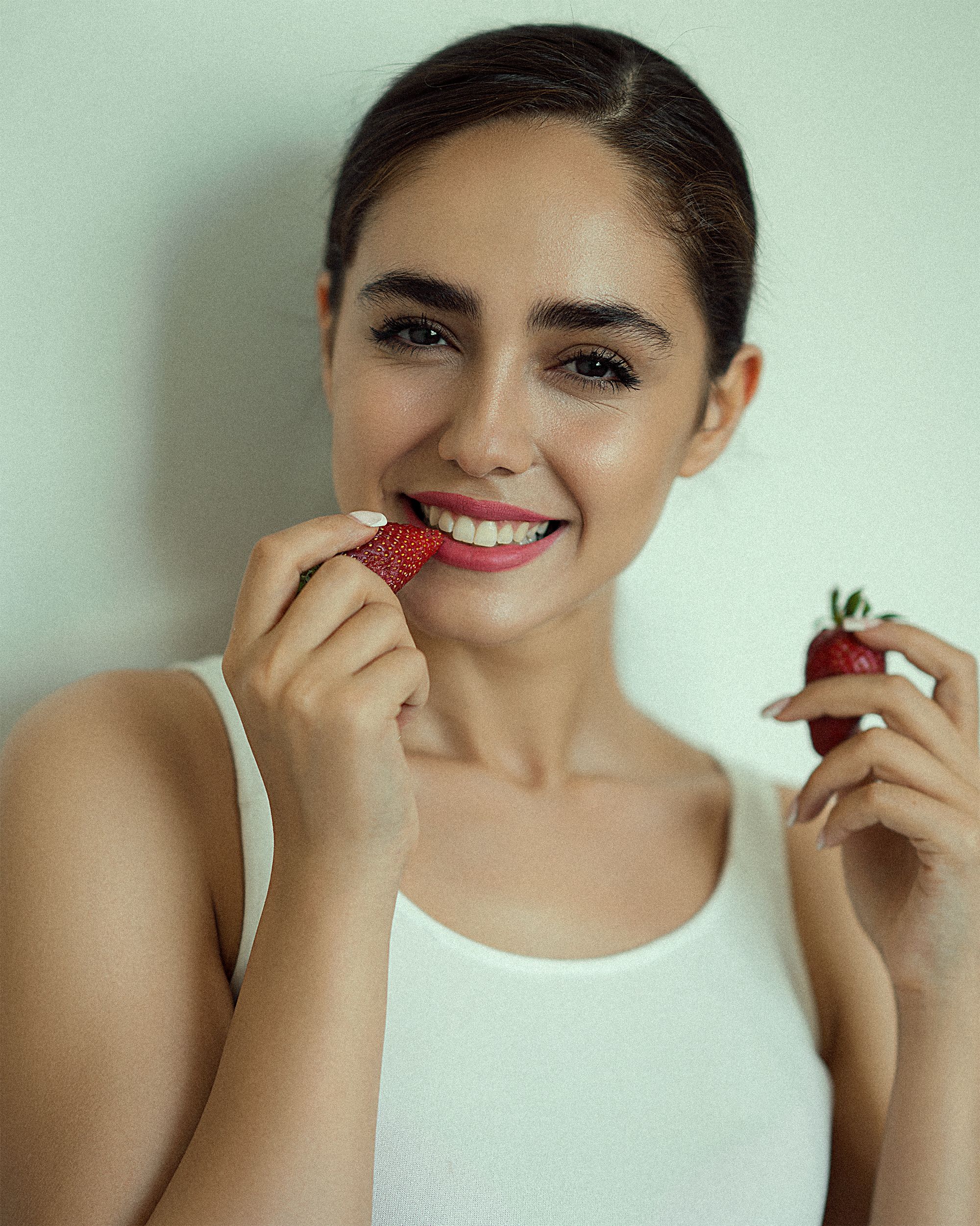 Smiling Woman in White Tank Top · Free Stock Photo