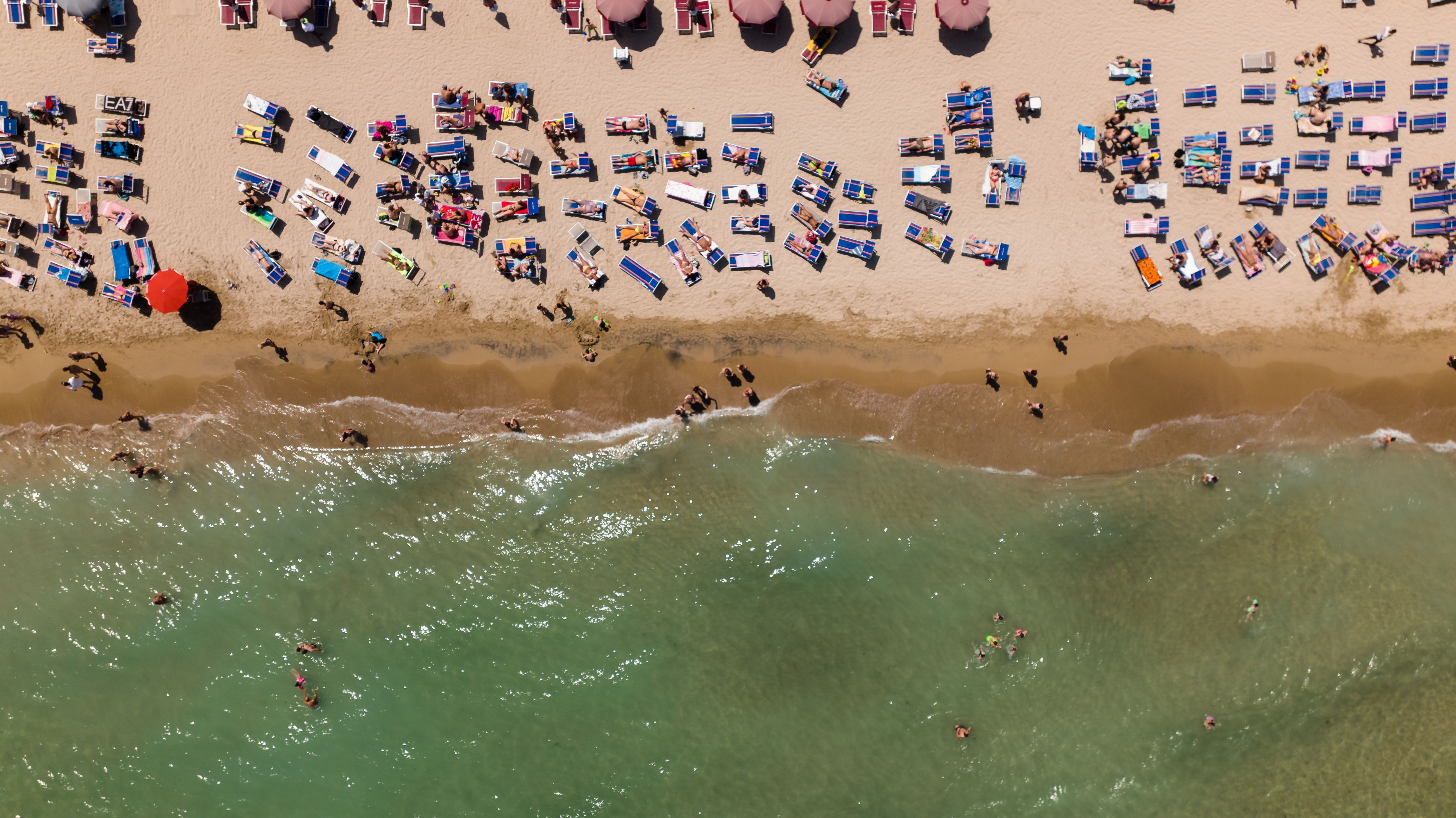 Aerial Photography of People on Beach · Free Stock Photo