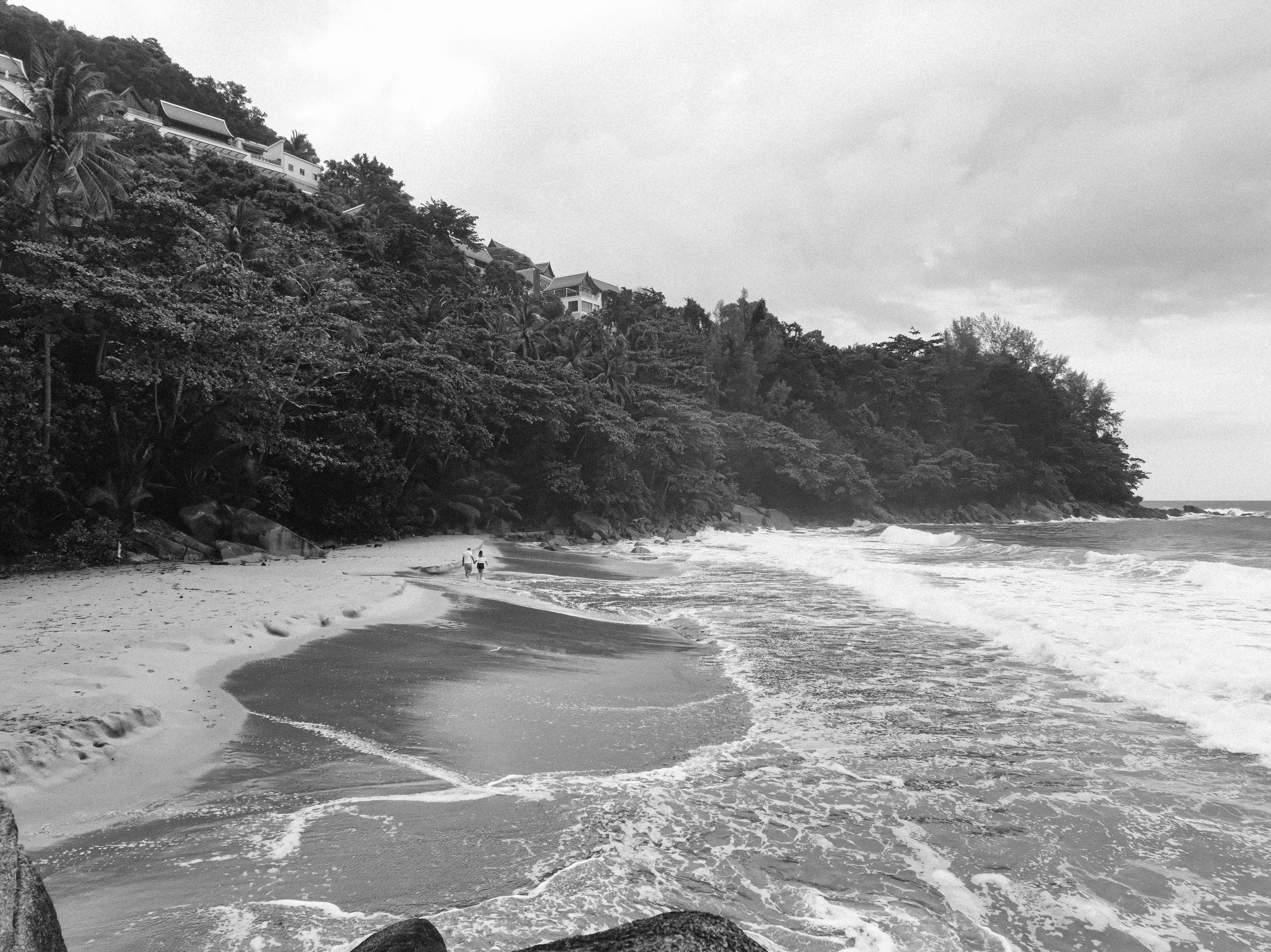 Black and White Photo of a Sea Beach · Free Stock Photo