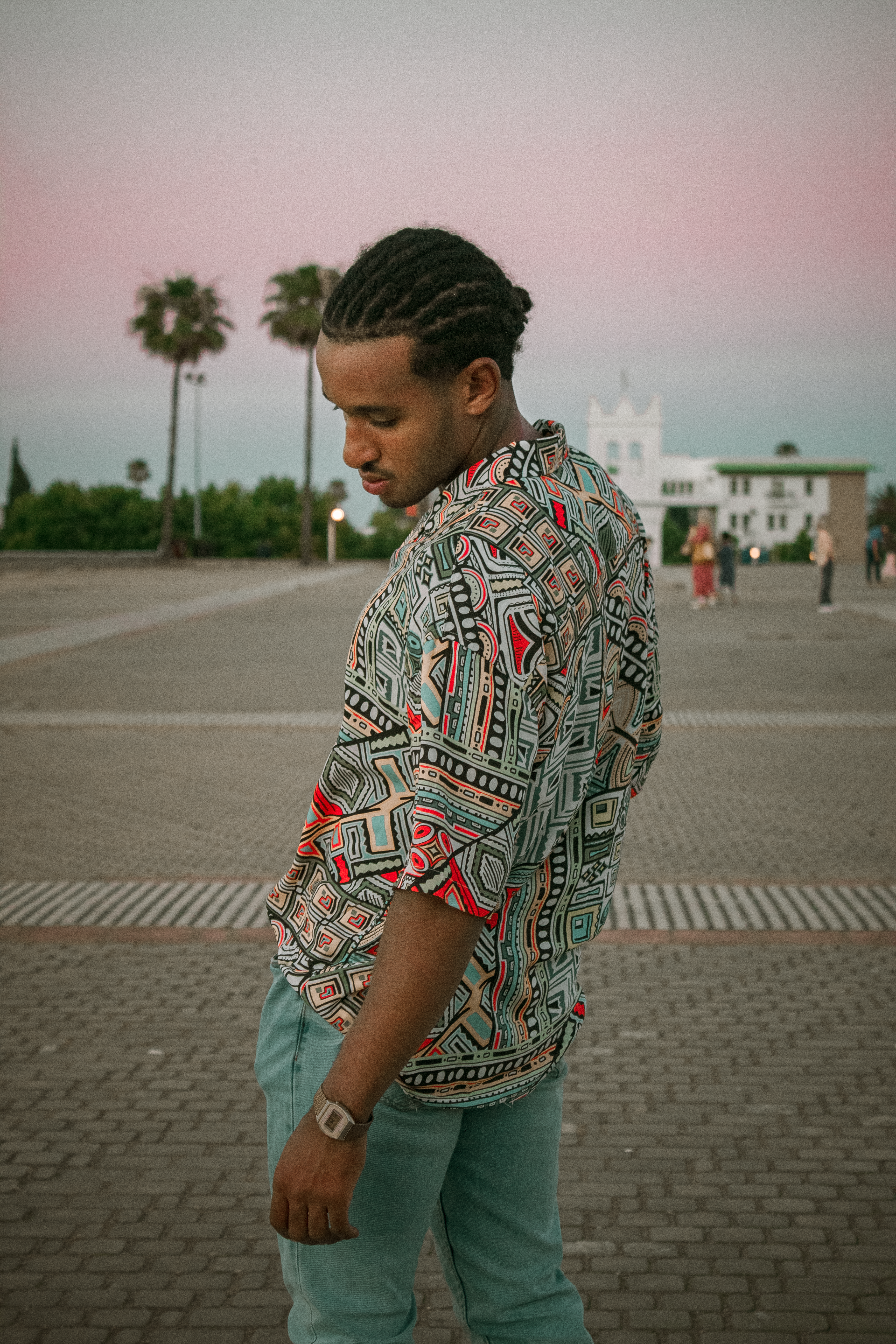 Stylish Man in Aztec Print Button Shirt · Free Stock Photo