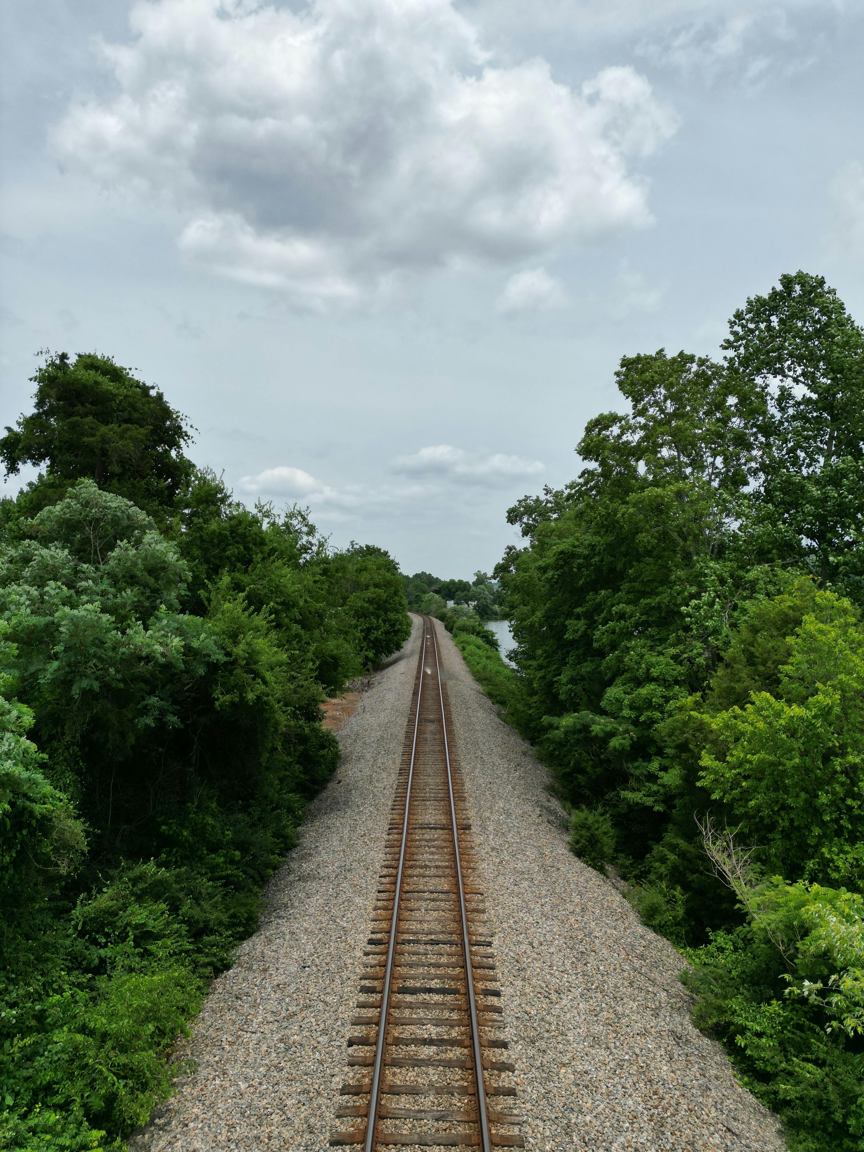 Drone Shot of a Countryside Railroad · Free Stock Photo