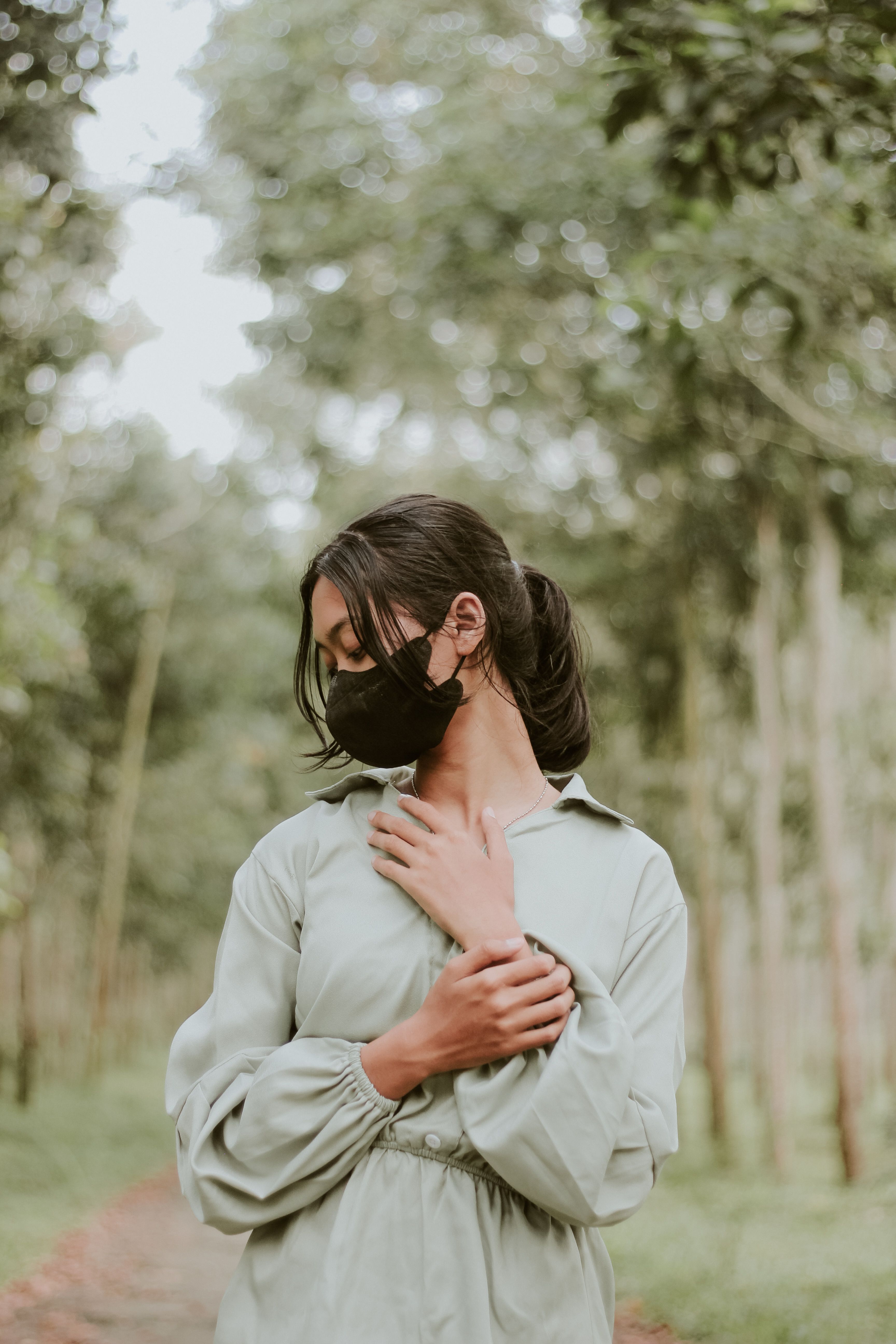 Young Partly Dressed Woman Covering her Breasts with Hands · Free Stock ...