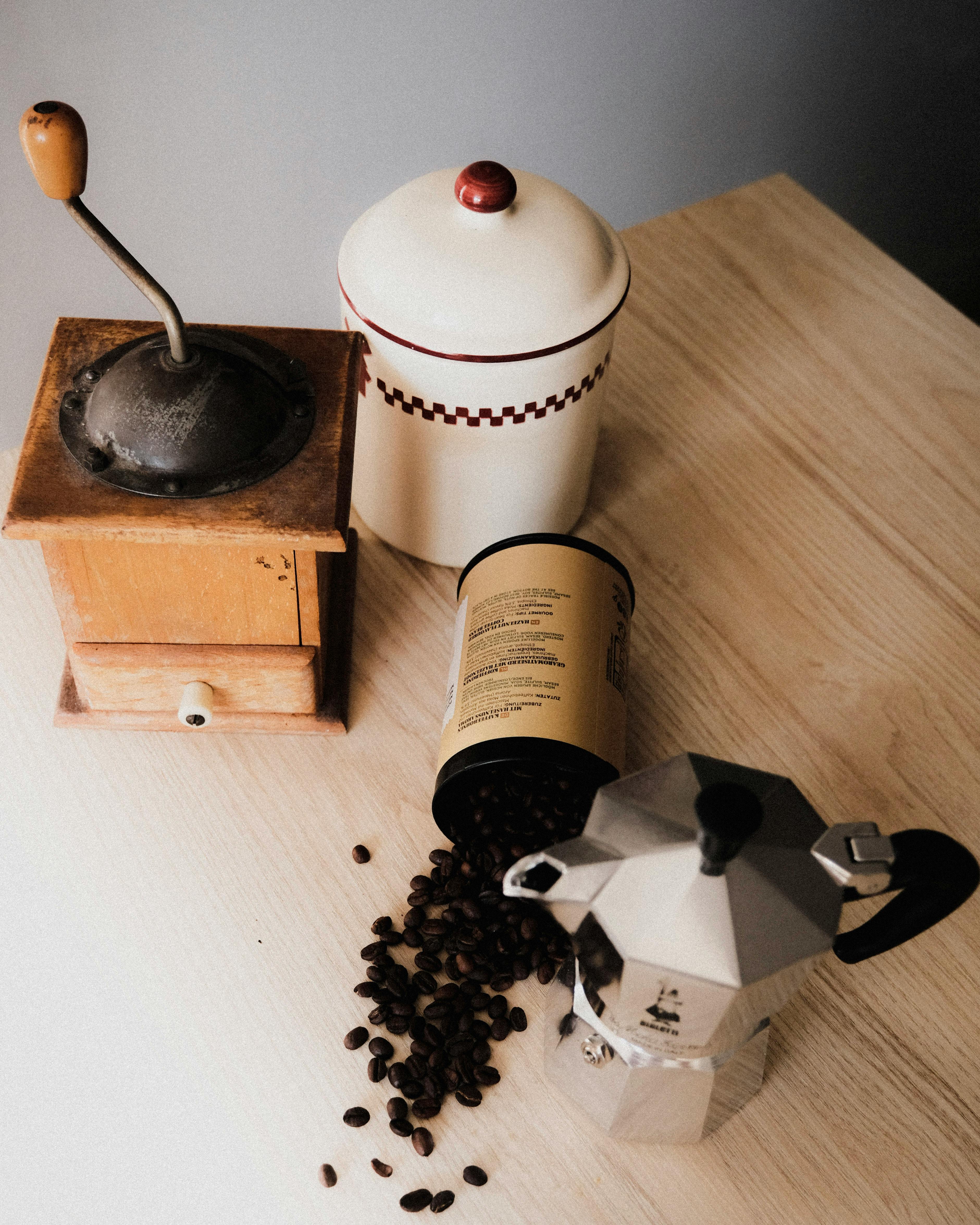 Coffee Making Tools over a wooden Table · Free Stock Photo
