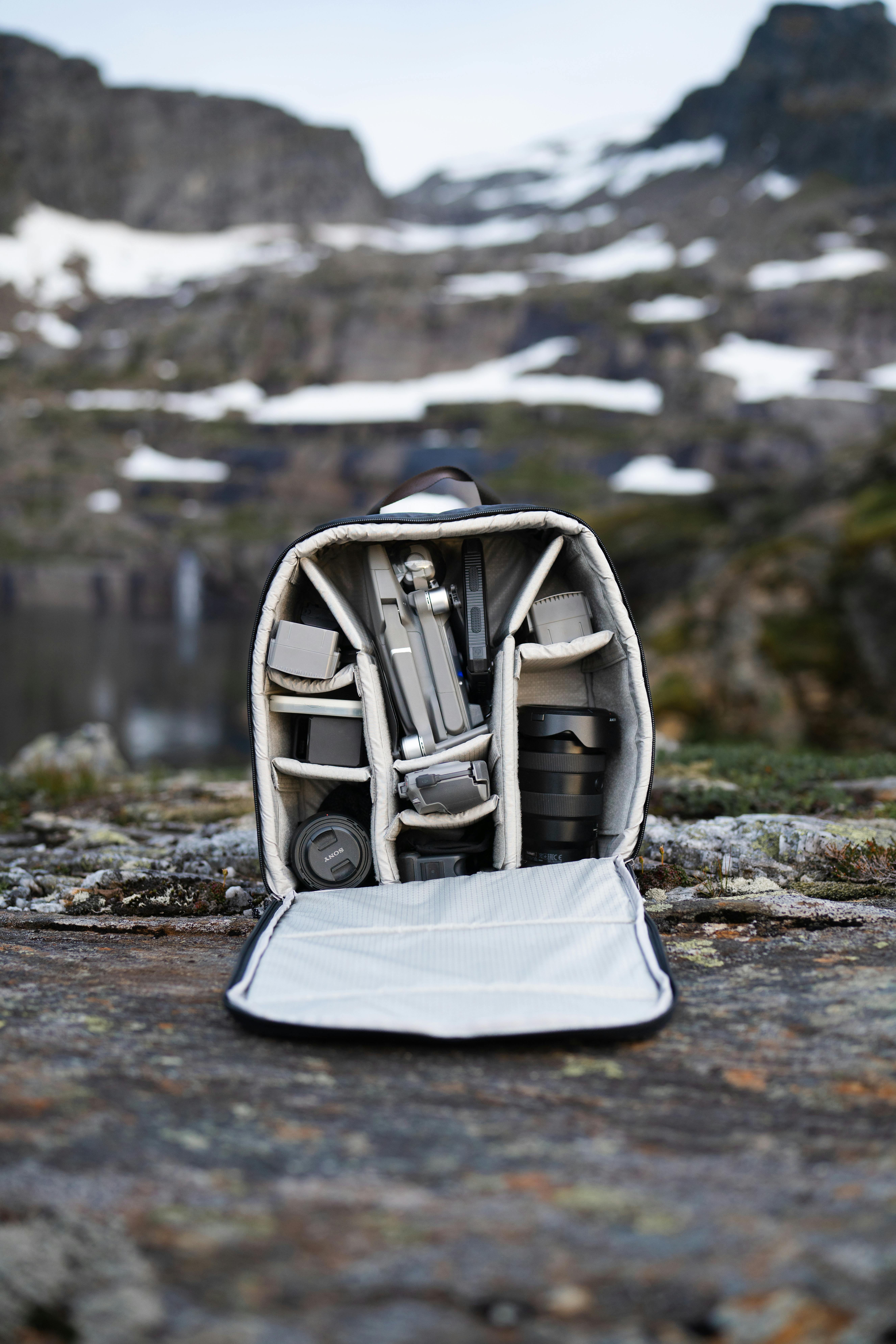 Backpack with Camera and Drone Equipment · Free Stock Photo