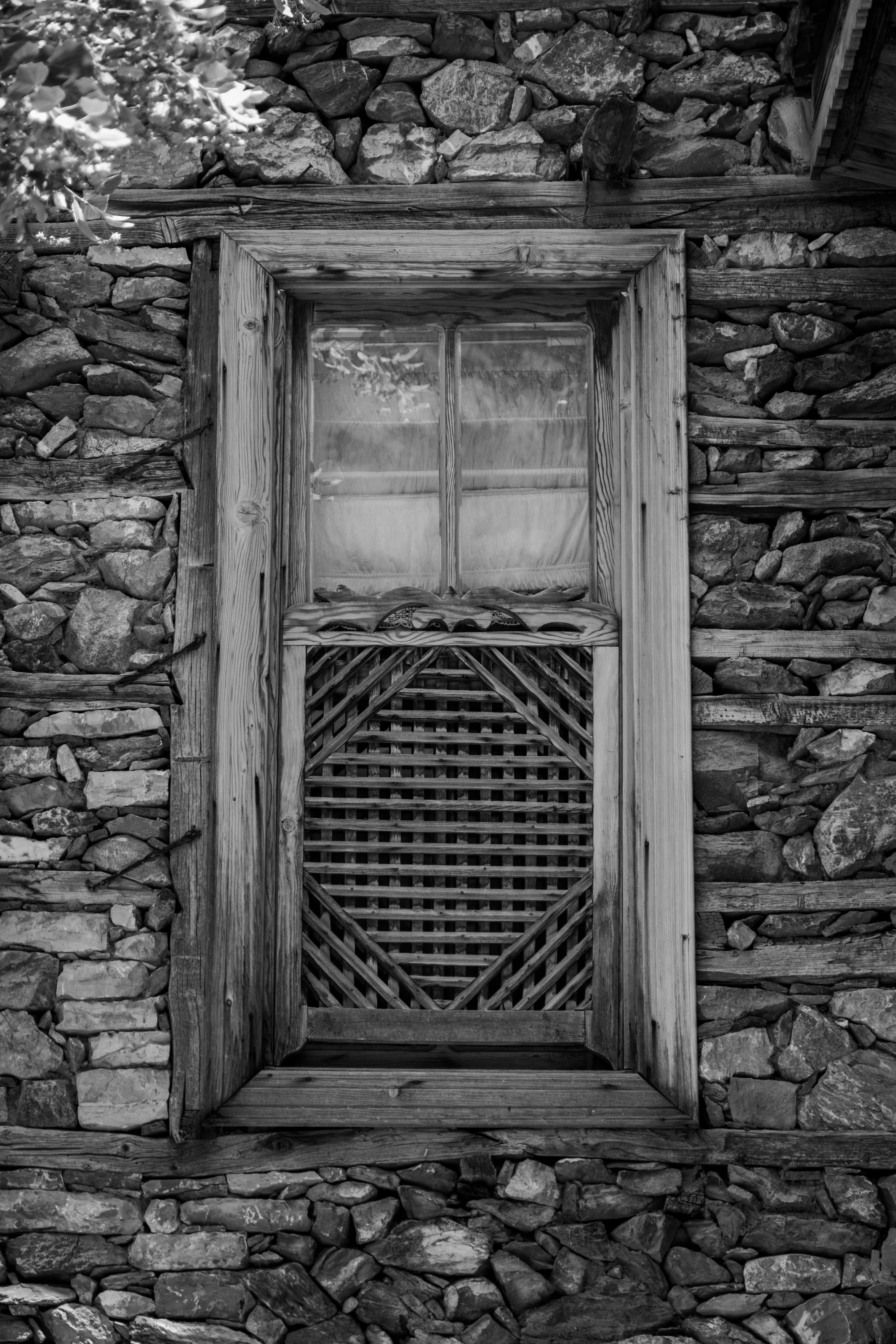 Grayscale Photo of Wooden Window · Free Stock Photo