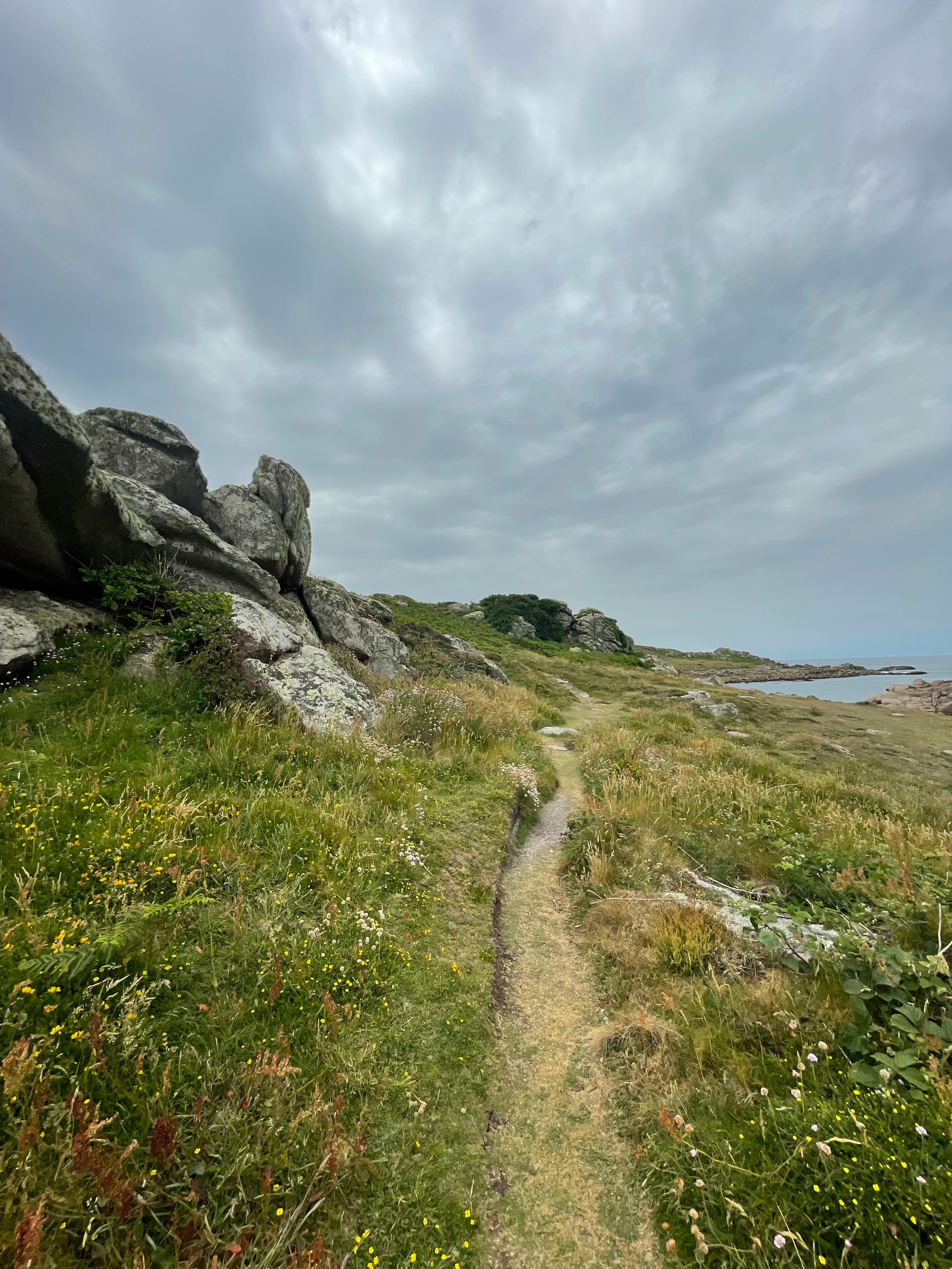 A Dirt Road between Grass near Rocks · Free Stock Photo