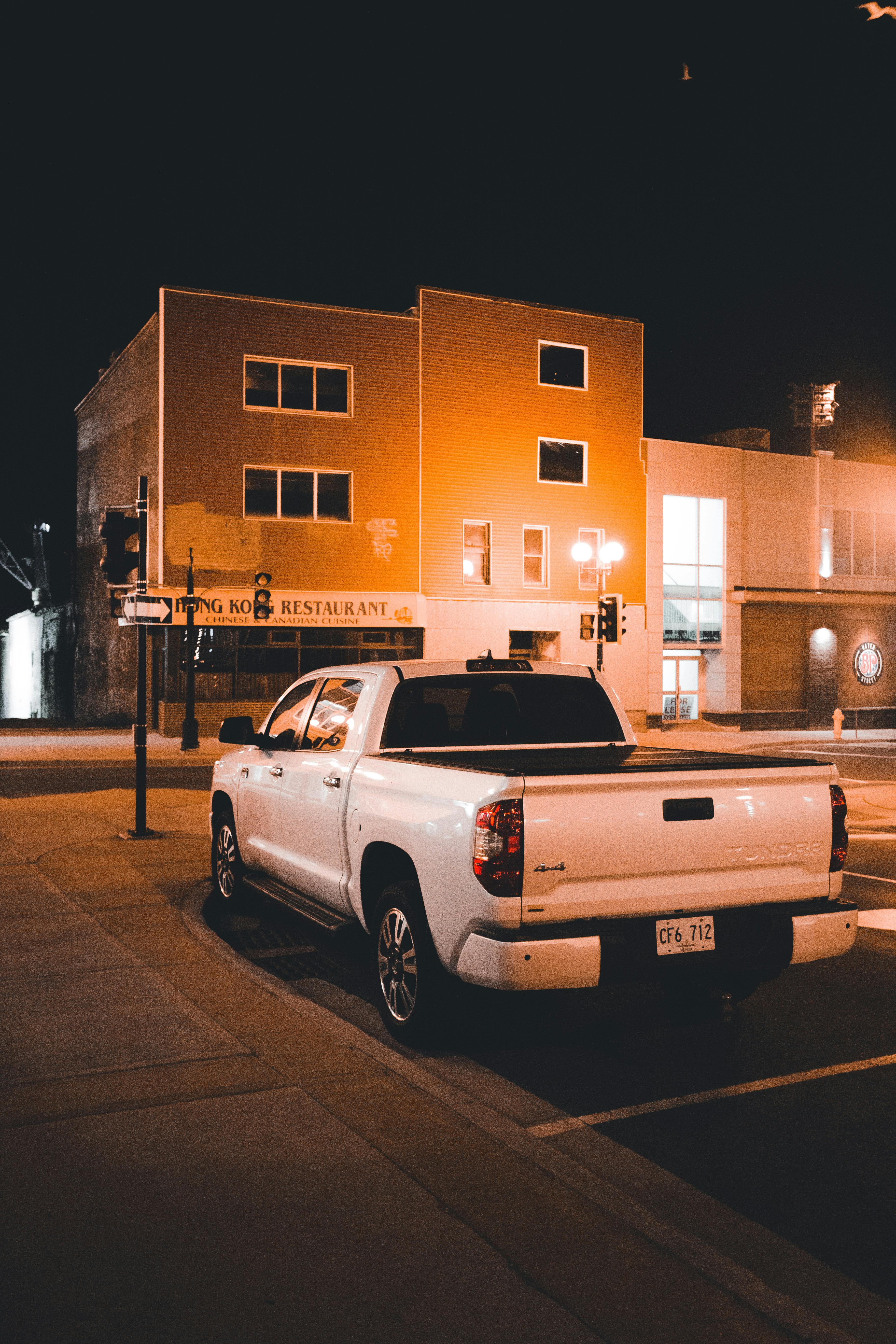 A Parked White Pickup Truck · Free Stock Photo