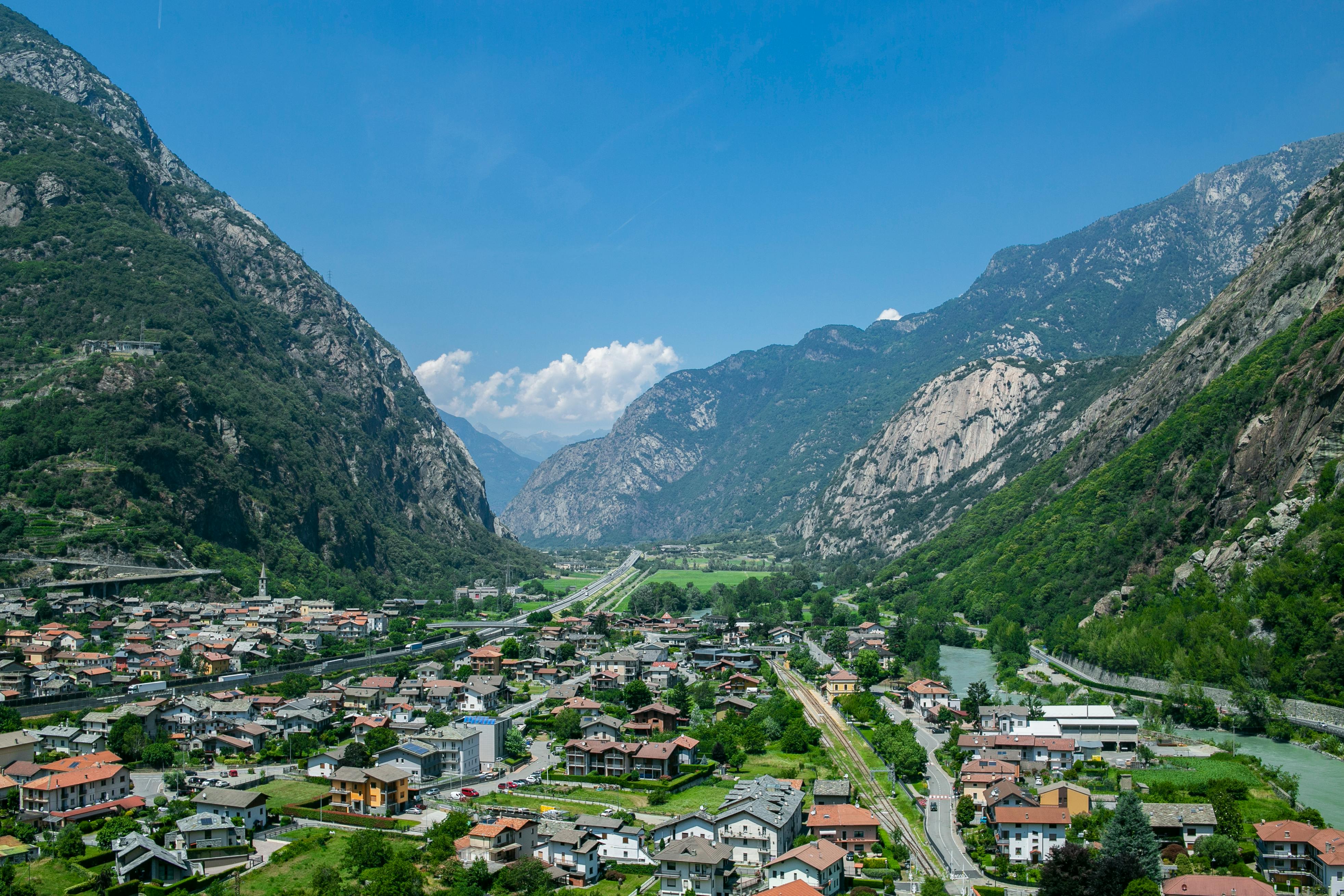 Aerial View of City between Mountains · Free Stock Photo