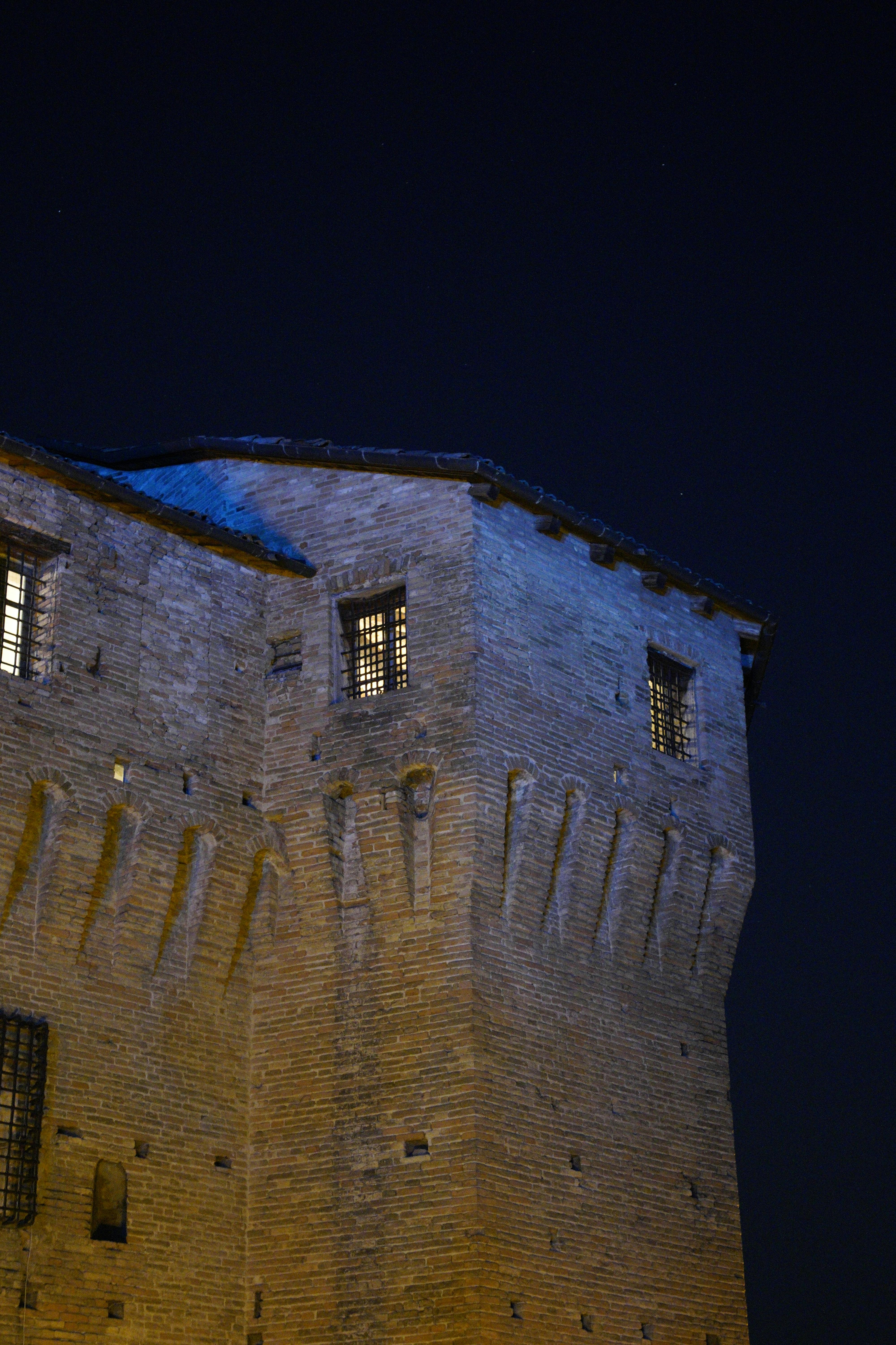 Low Angle Shot of Brick Fortress during Nighttime · Free Stock Photo
