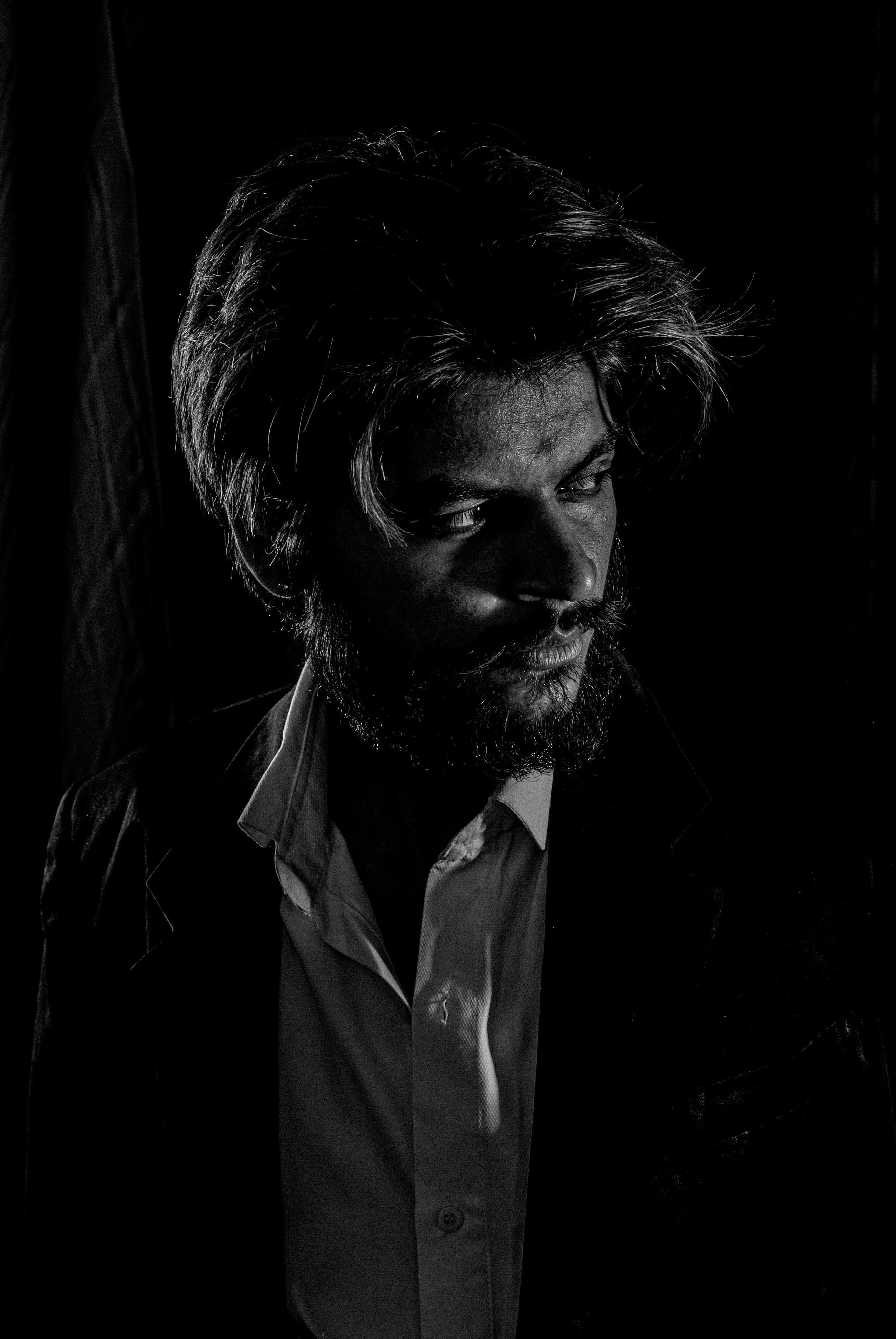 Grayscale Photography Of Man's Face · Free Stock Photo