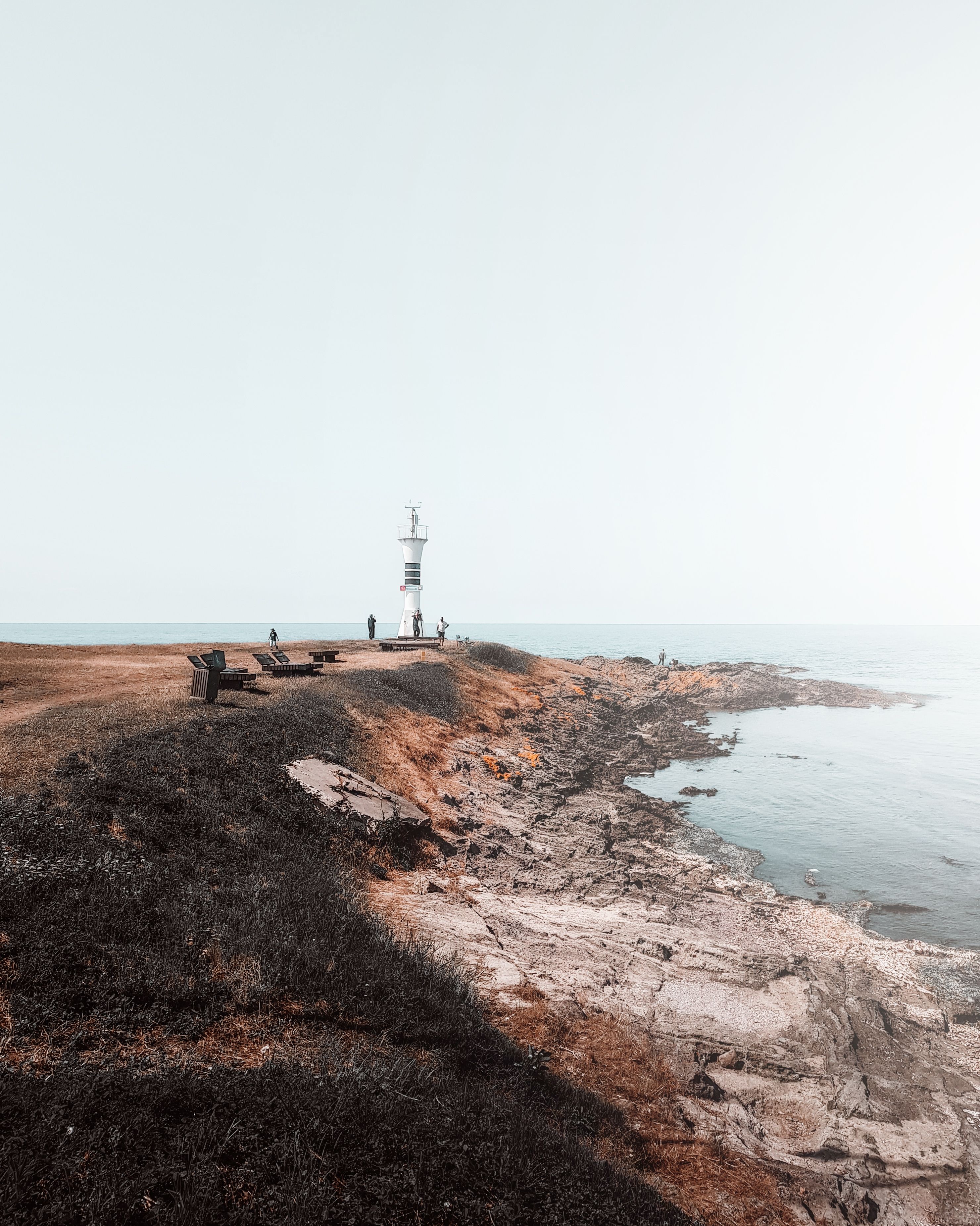 Dark Seascape in Mist and Massive Cliff · Free Stock Photo