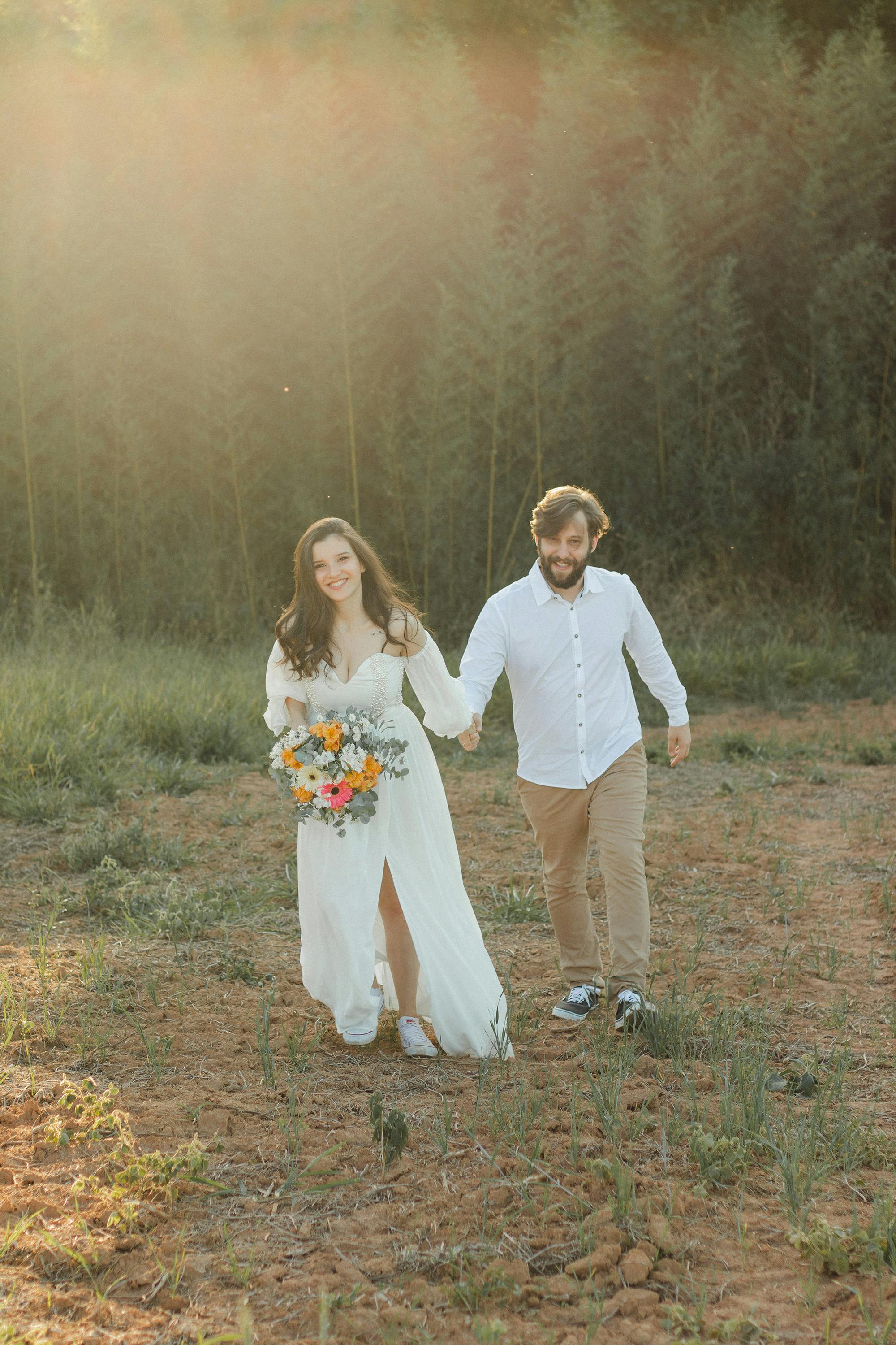 Bride and Groom at a Wedding Reception · Free Stock Photo