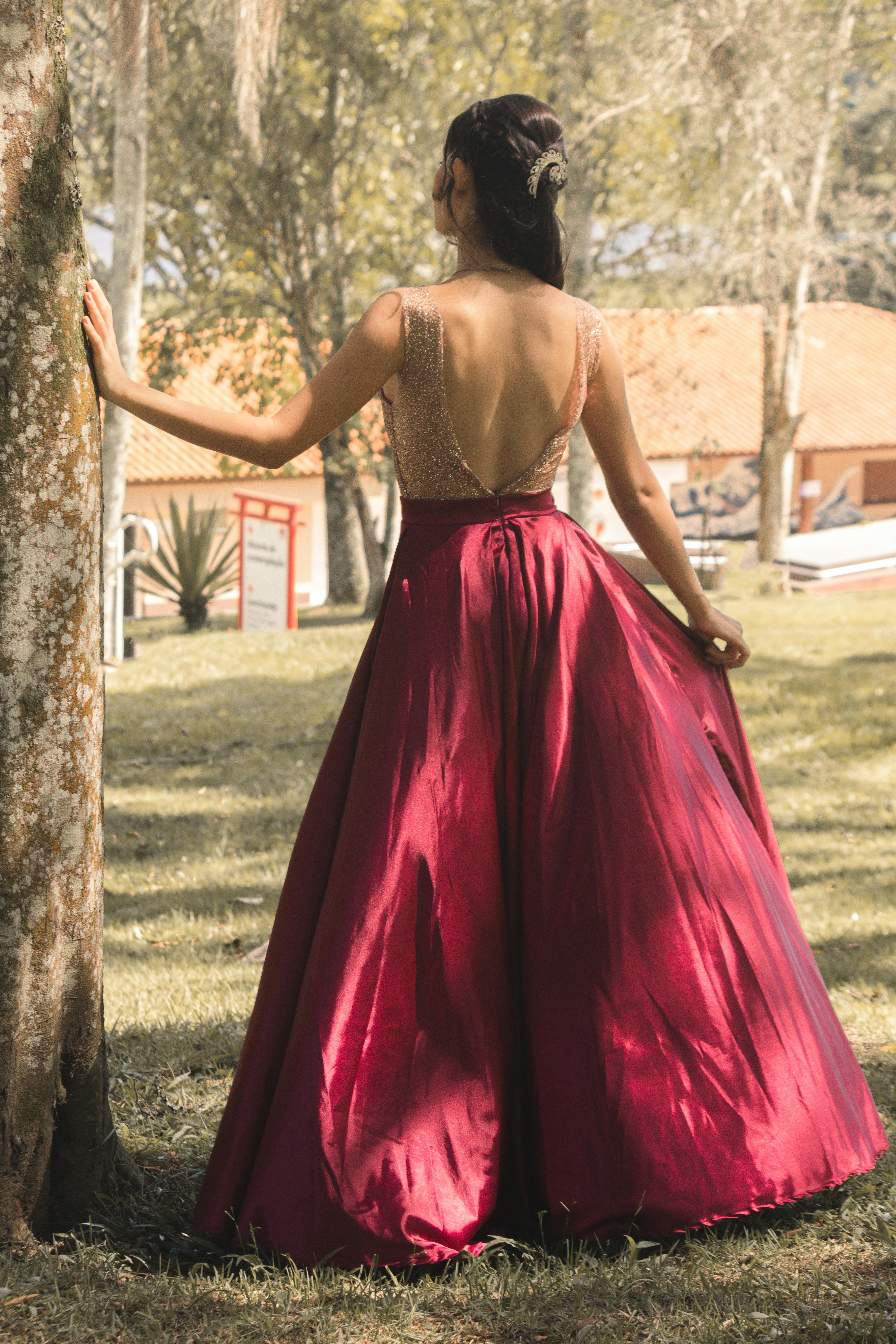 Back View of a Woman in a Red Dress · Free Stock Photo
