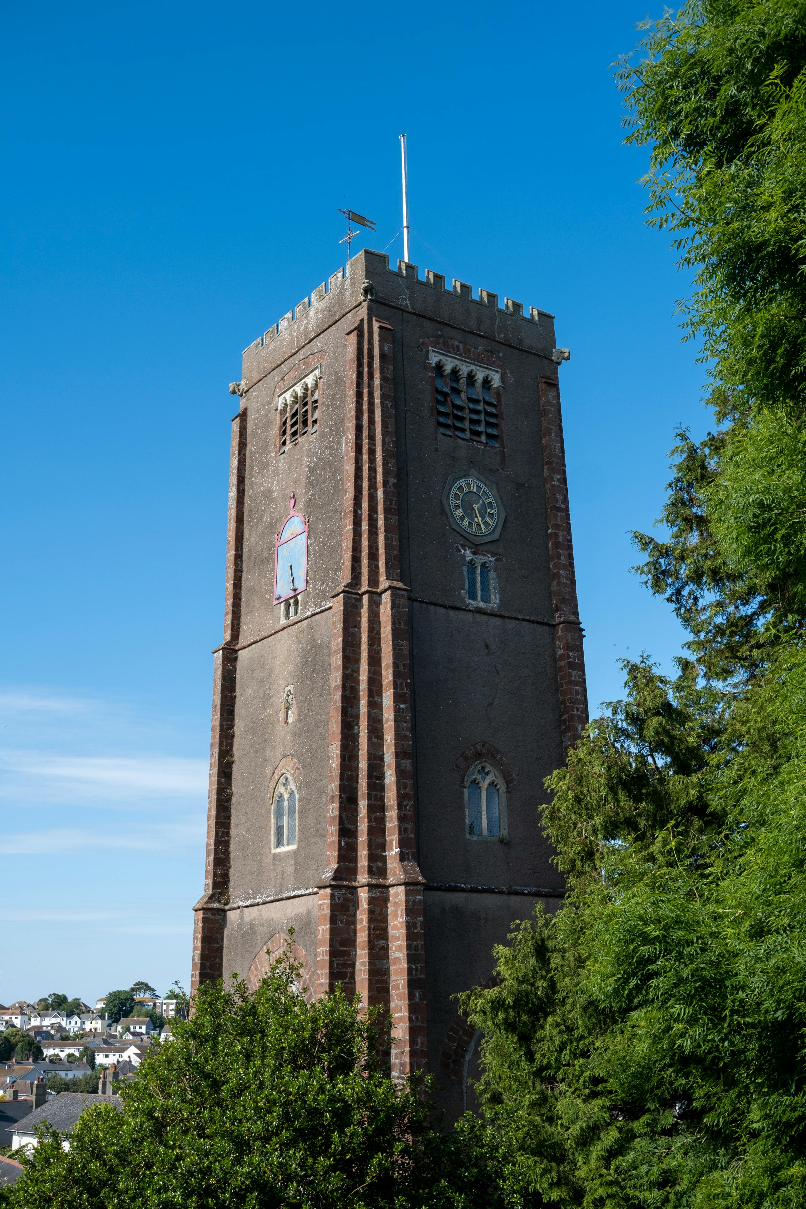 Tower of St Mary's Church in Brixham, Devon, England under Blue Sky ...