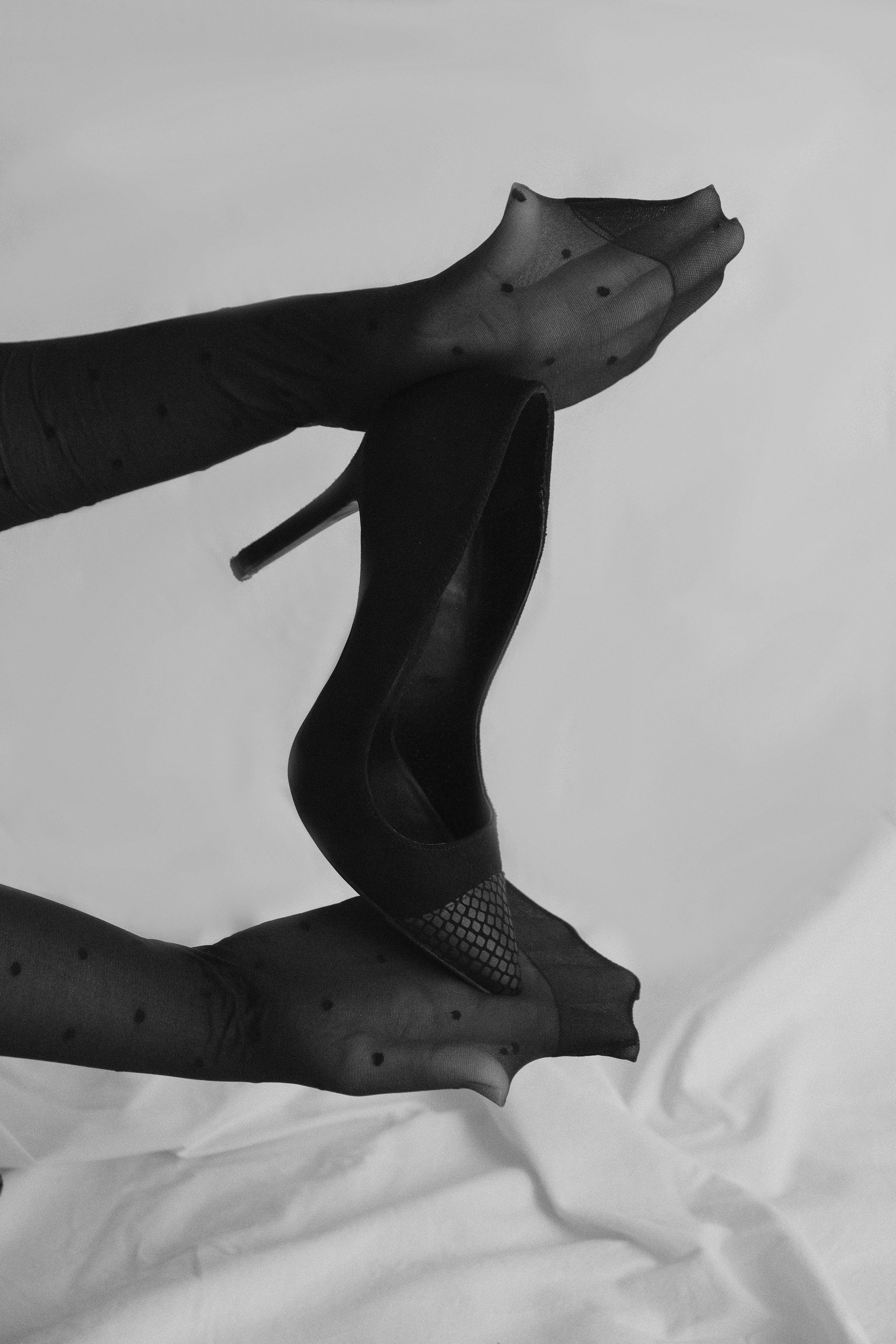 Grayscale Photo of a High Heel Shoe · Free Stock Photo